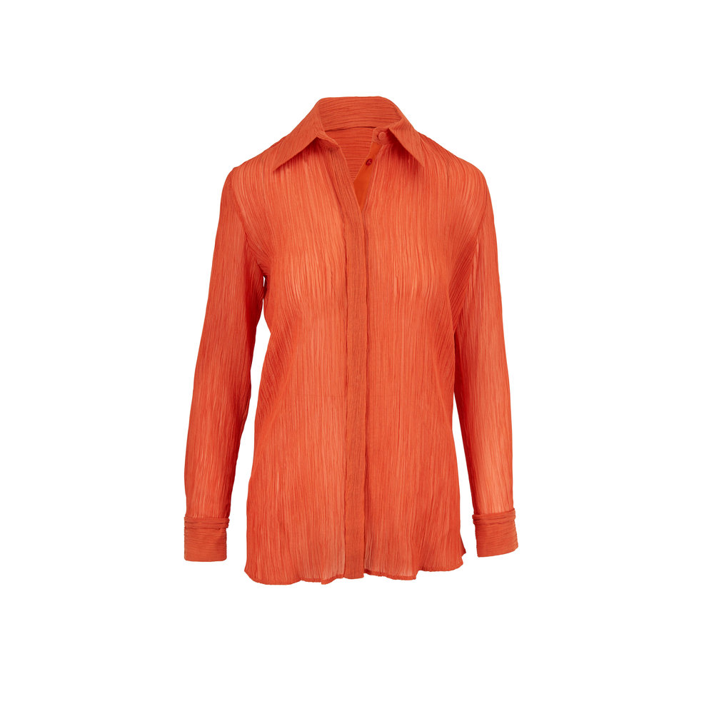 Gabriela Hearst - Cruz Spice Crinkled Cotton & Silk Shirt | Mitchell Stores