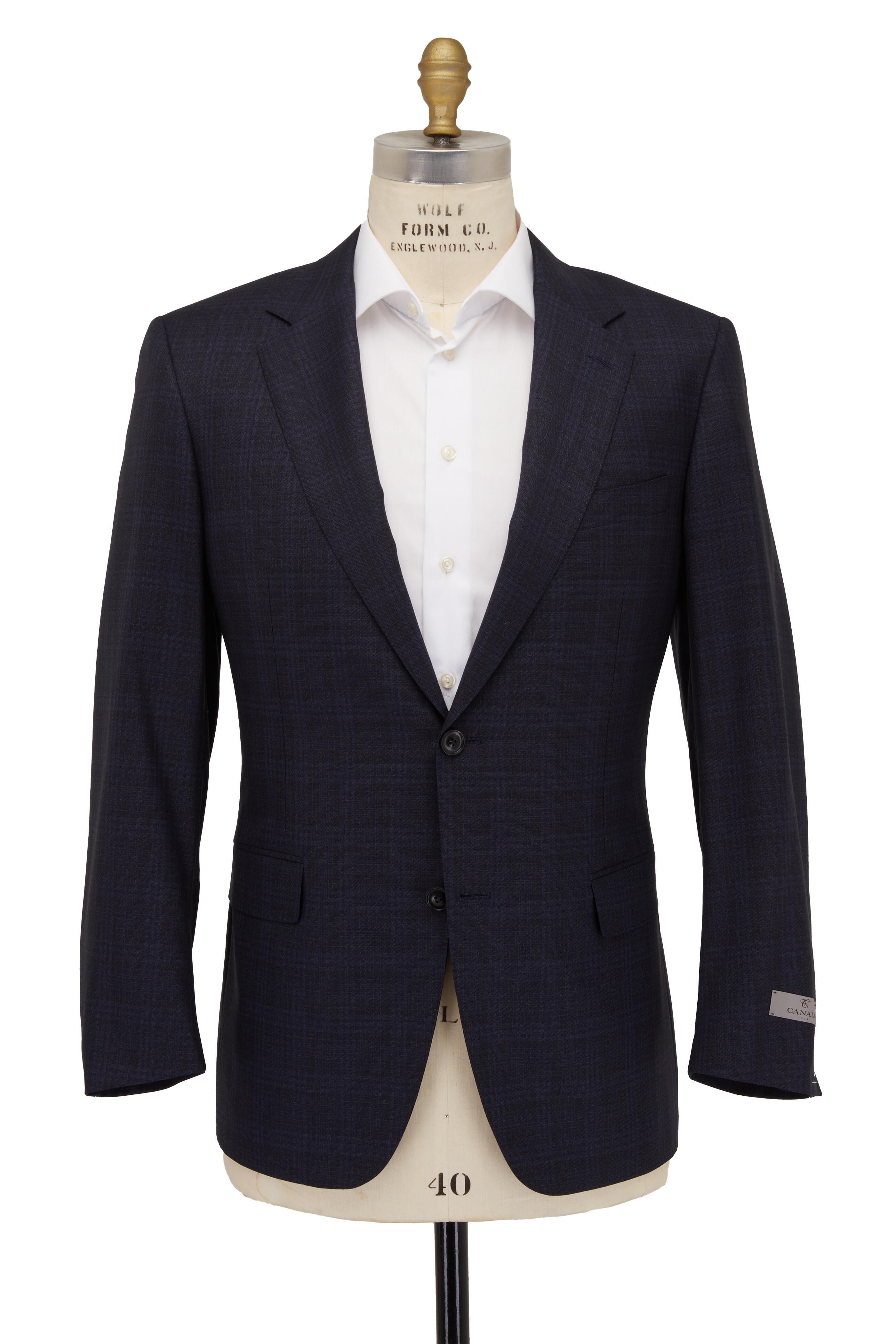 Canali - Navy Tonal Exclusive Plaid Wool Suit | Mitchell Stores