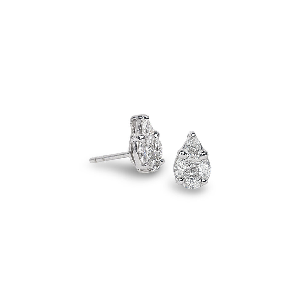 Nam Cho - White Gold Medium Invisible Diamond Studs