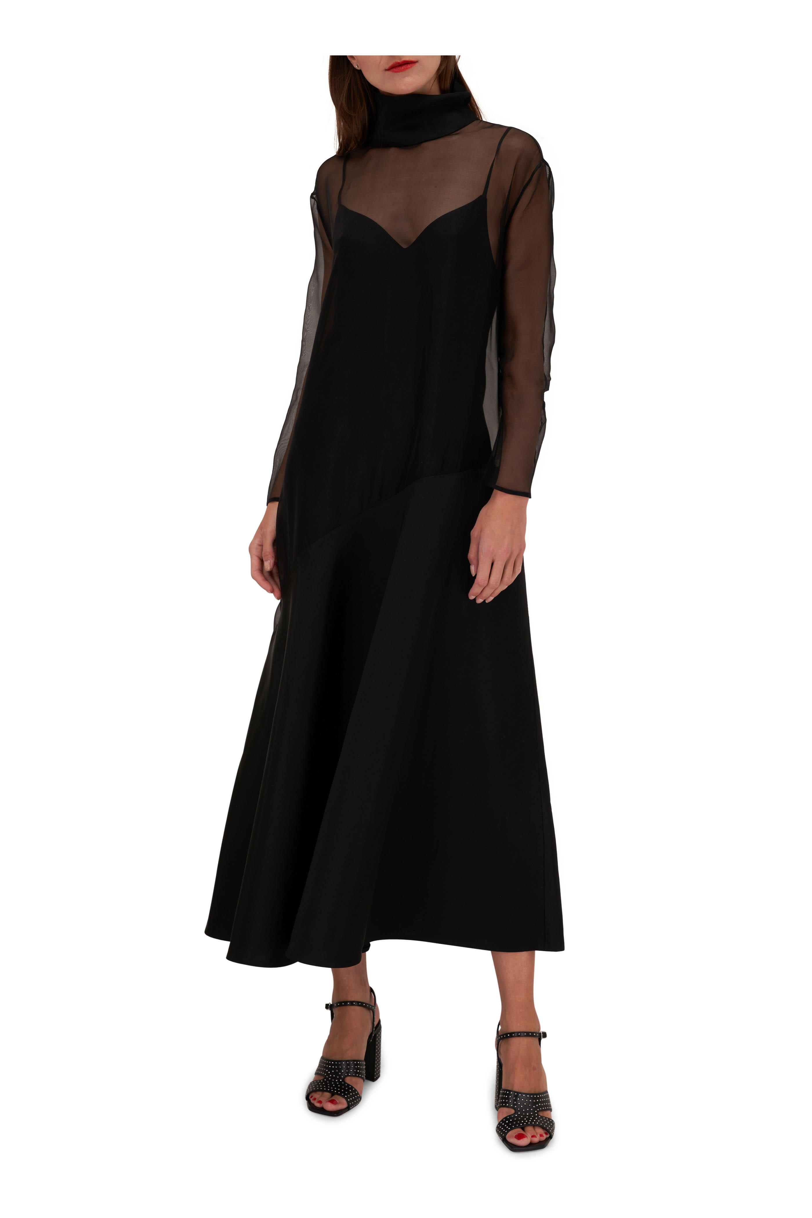 Khaite - Essie Black Rumpled Shantung Organza Dress