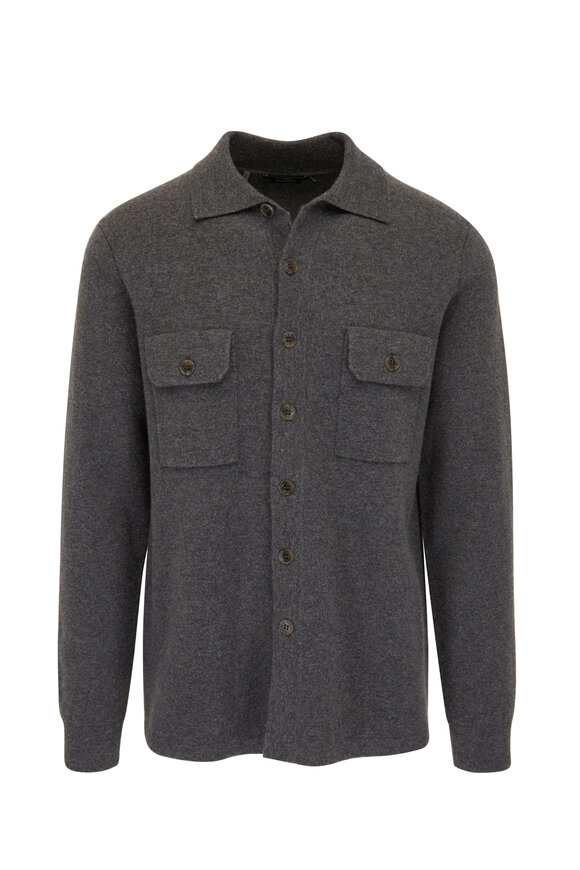 Kinross - Charcoal Double Knit Cashmere Shacket