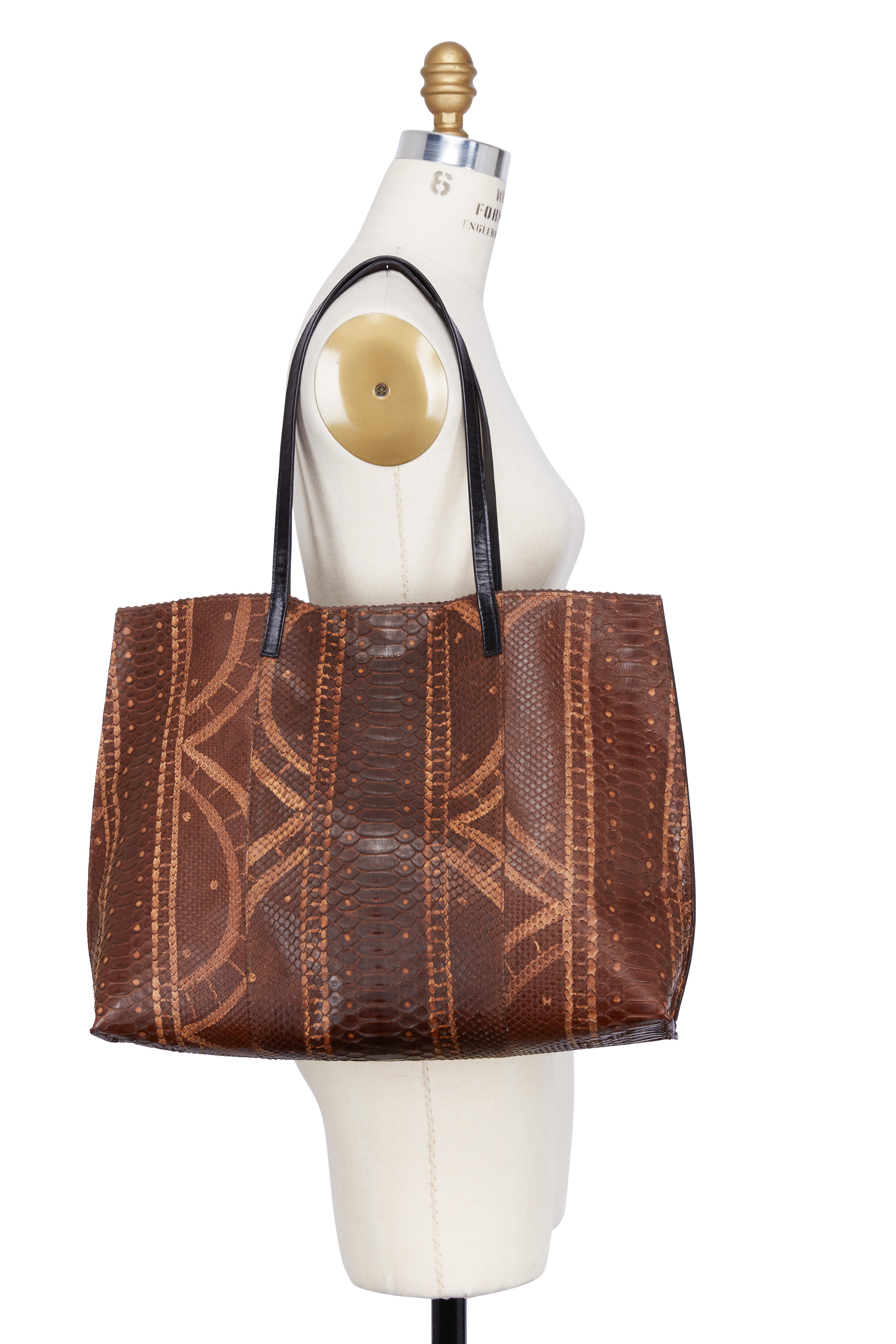 B May Bags - Brown Tribal Python Leather Classic Shopper