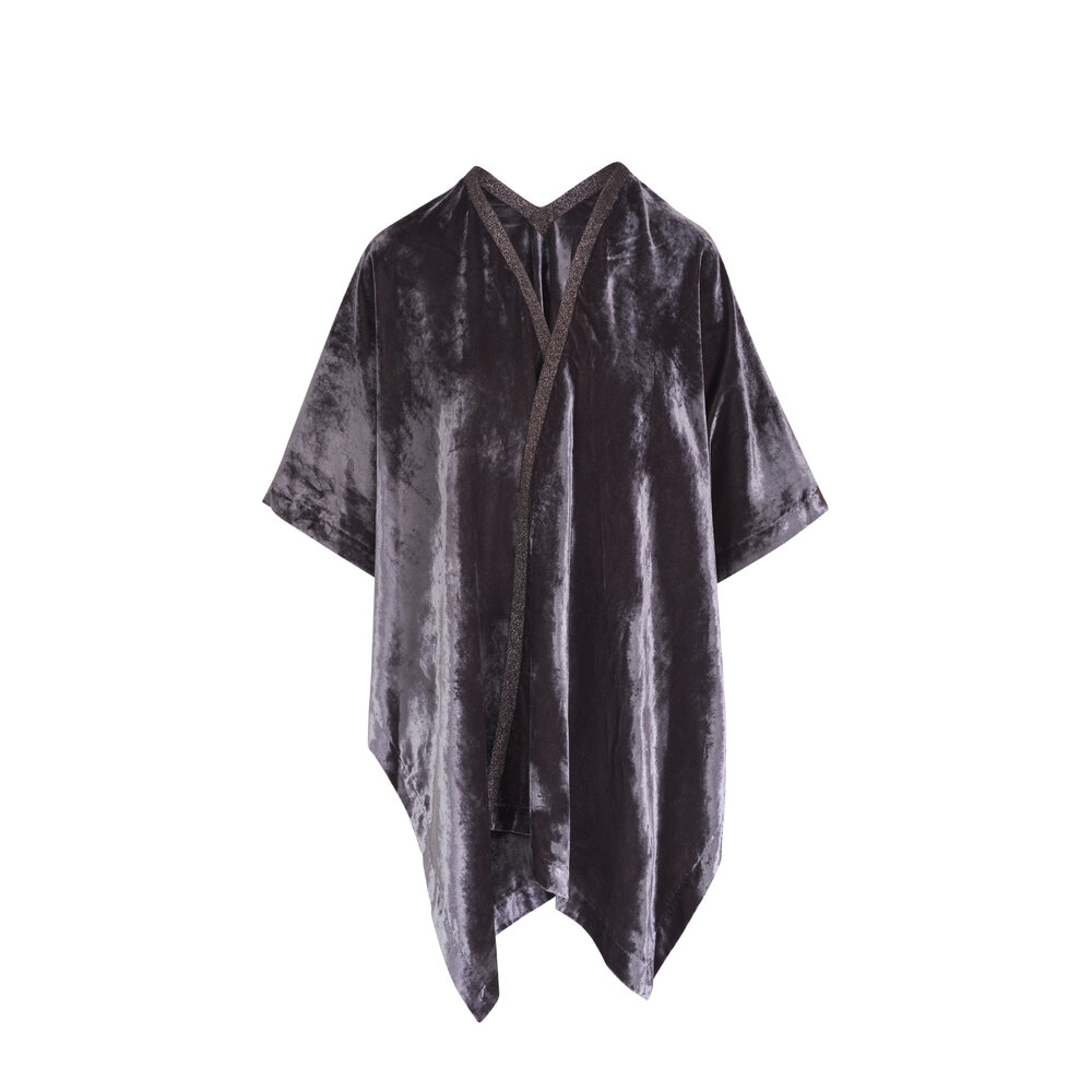 D.Exterior - Lead Velvet Velour Open Front Poncho
