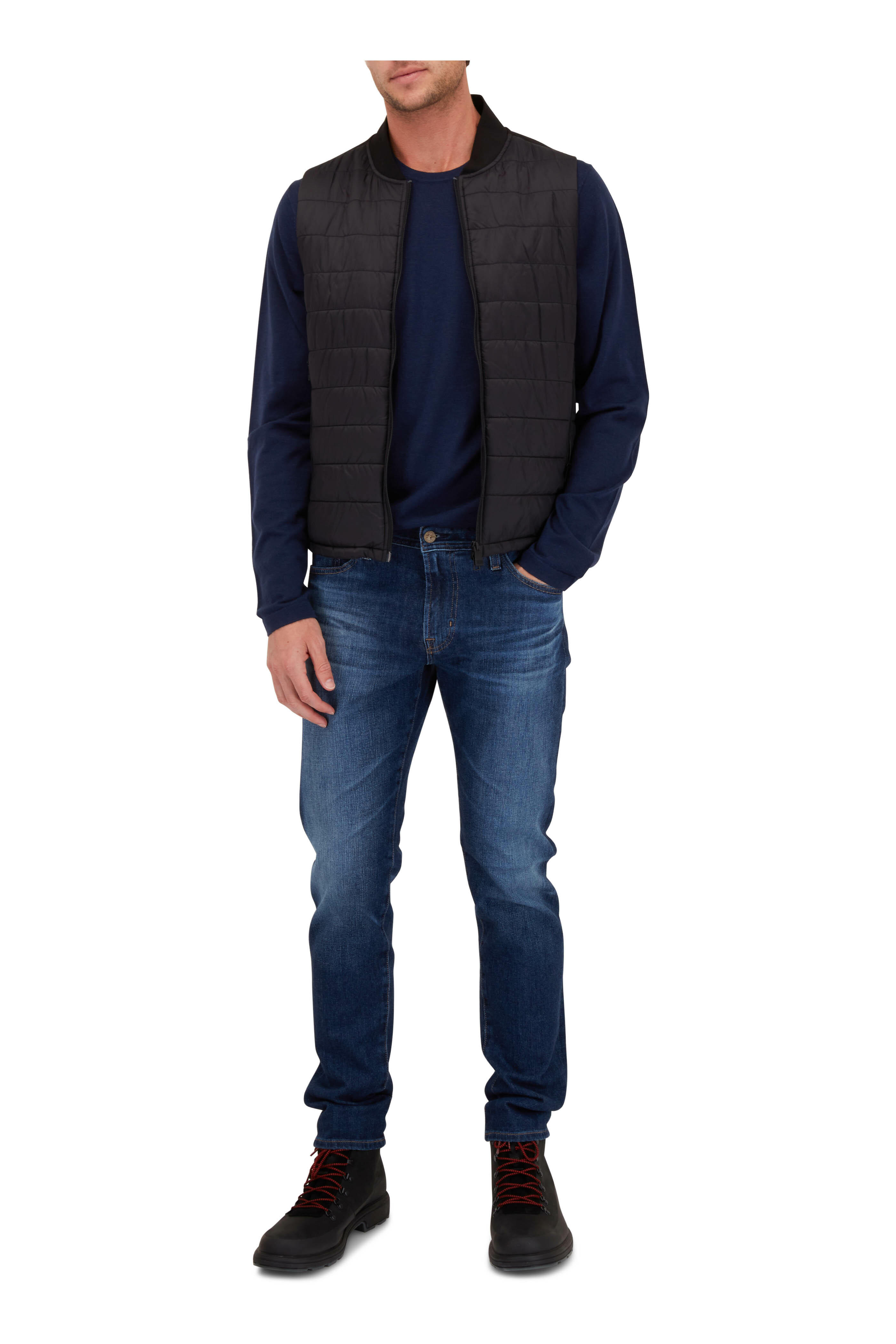 Patrick Assaraf - Black Quilted Front Zip Vest | Mitchell Stores