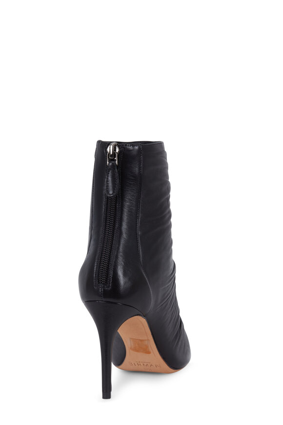 Alexandre Birman - Susanna Black Leather Gathered Seam Bootie, 85mm