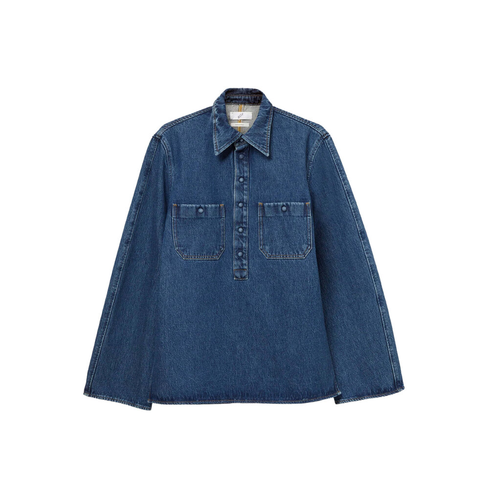 Bite Studios - Curved Denim Shirt in Blue Wash | Mitchell Stores
