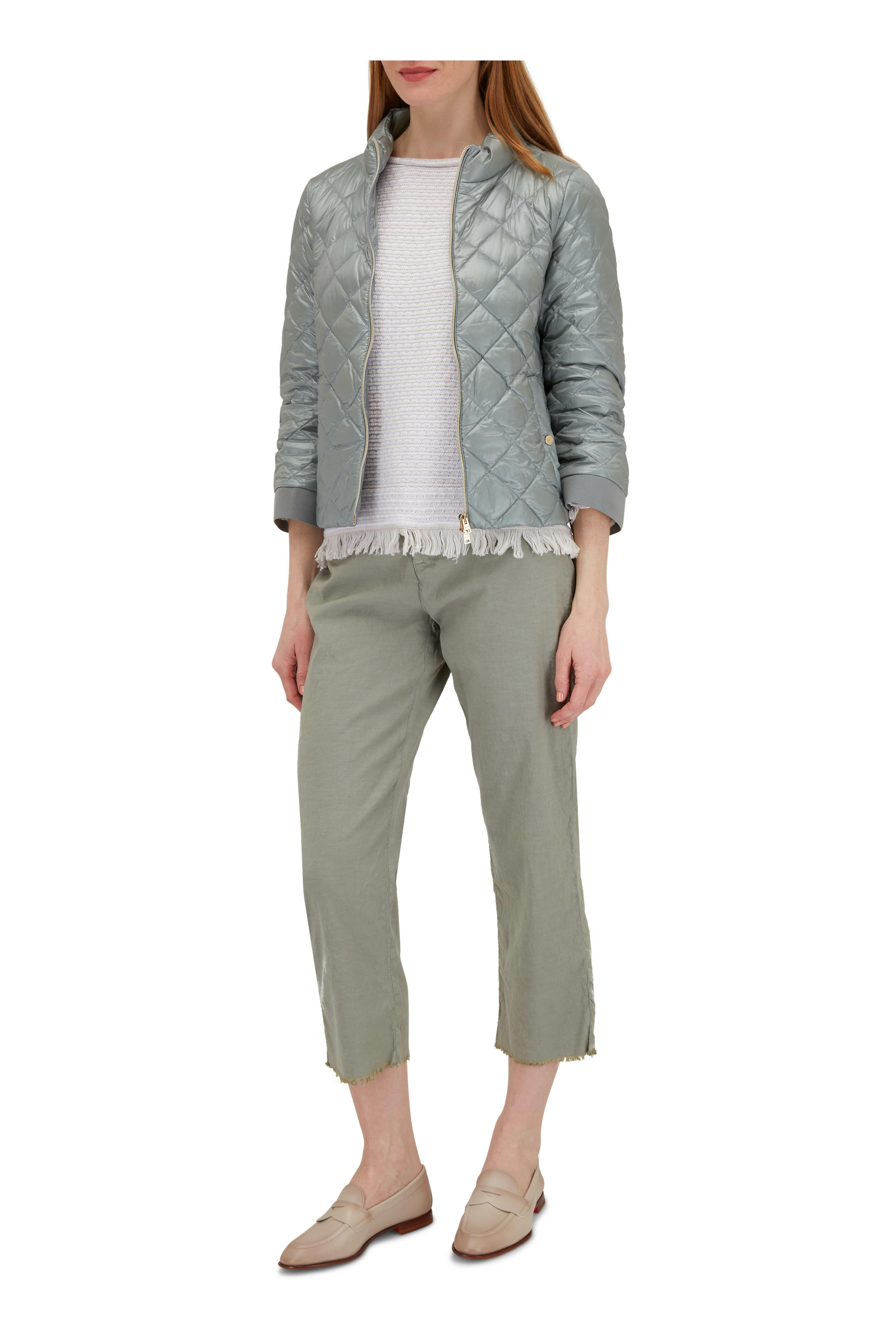 Kinross - Champagne & White Textured Fringe Pullover