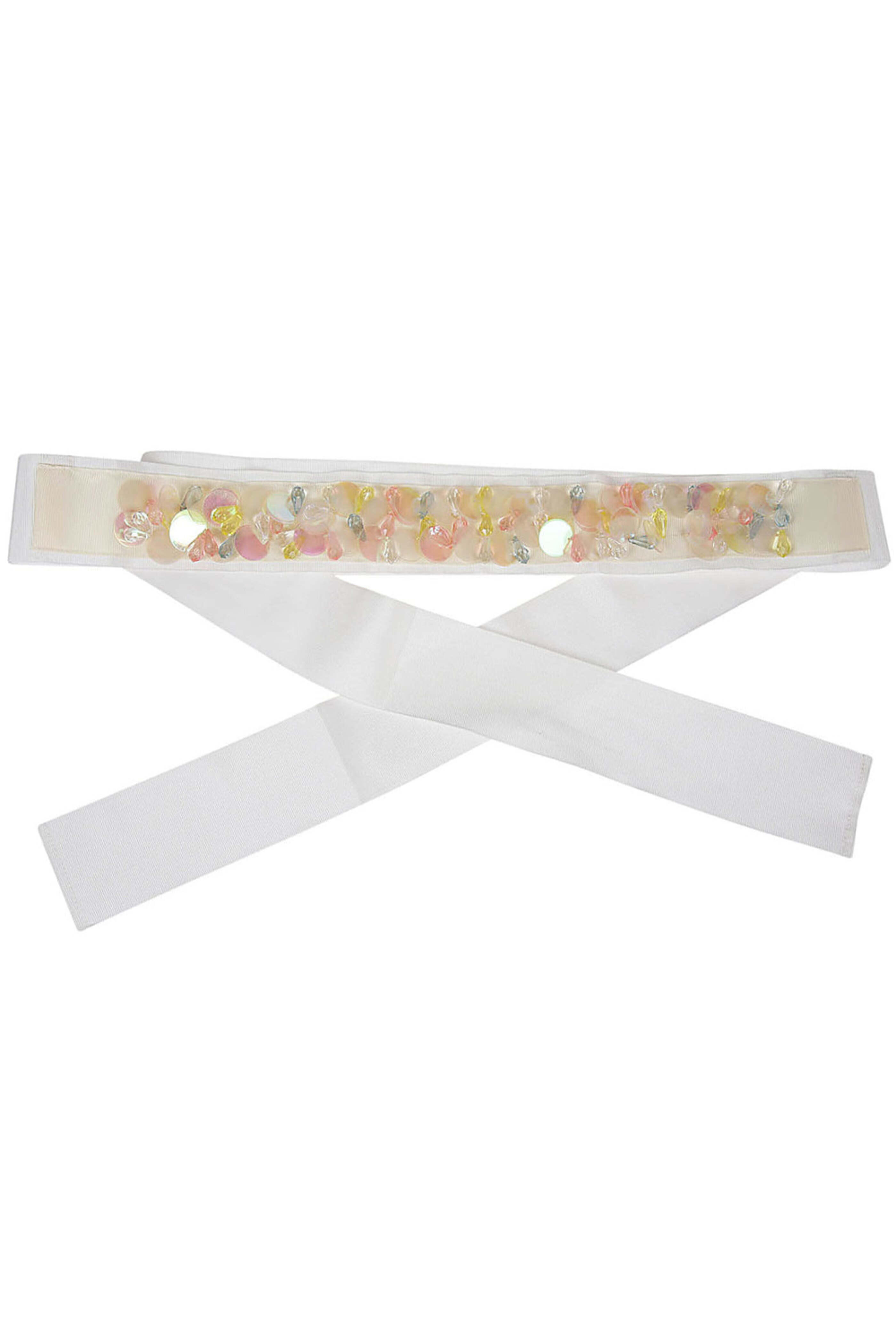 Sara Roka - Ivory Gem Stone Ribbon Belt | Mitchell Stores