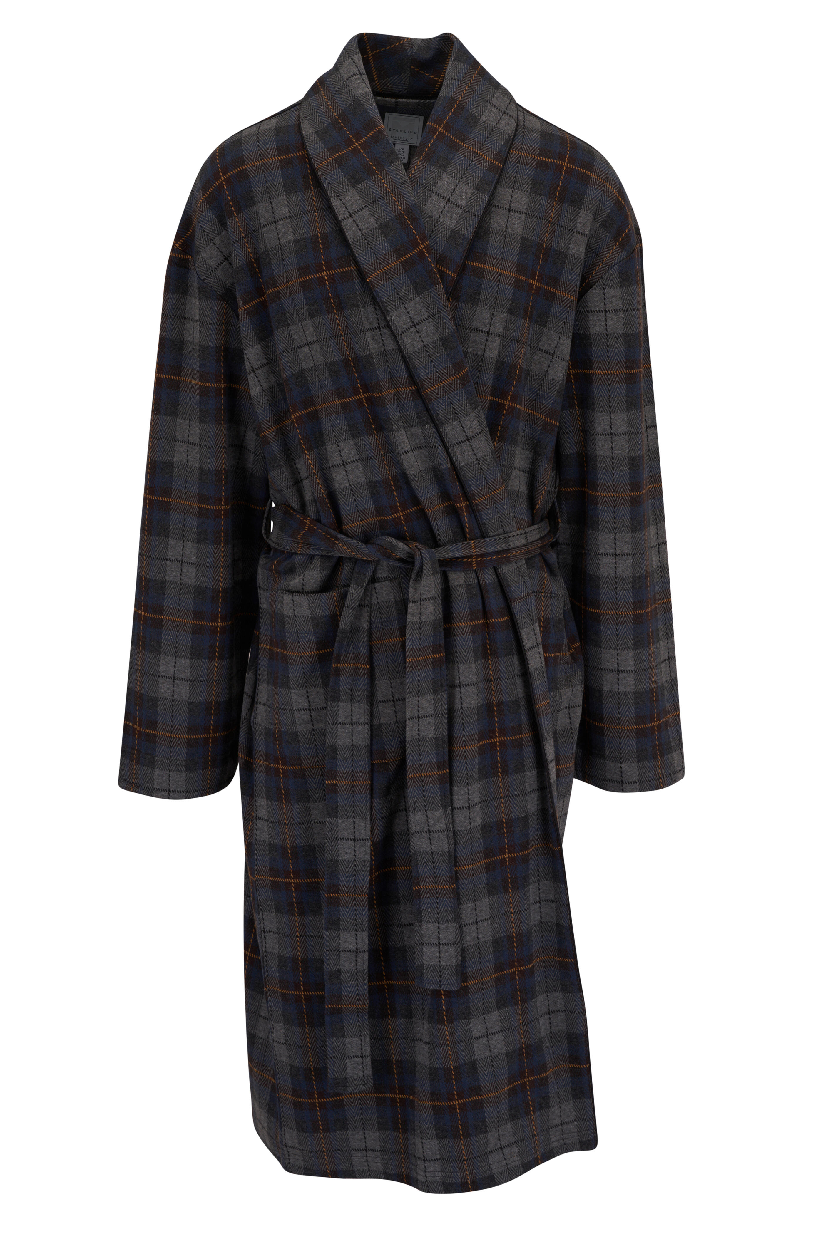 Majestic - Gray, Navy & Brown Plaid Robe | Mitchell Stores