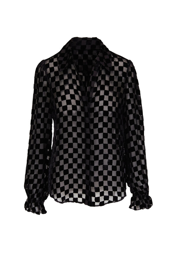 Paige - Lora Black Burnout Checkerboard Blouse | Mitchell Stores