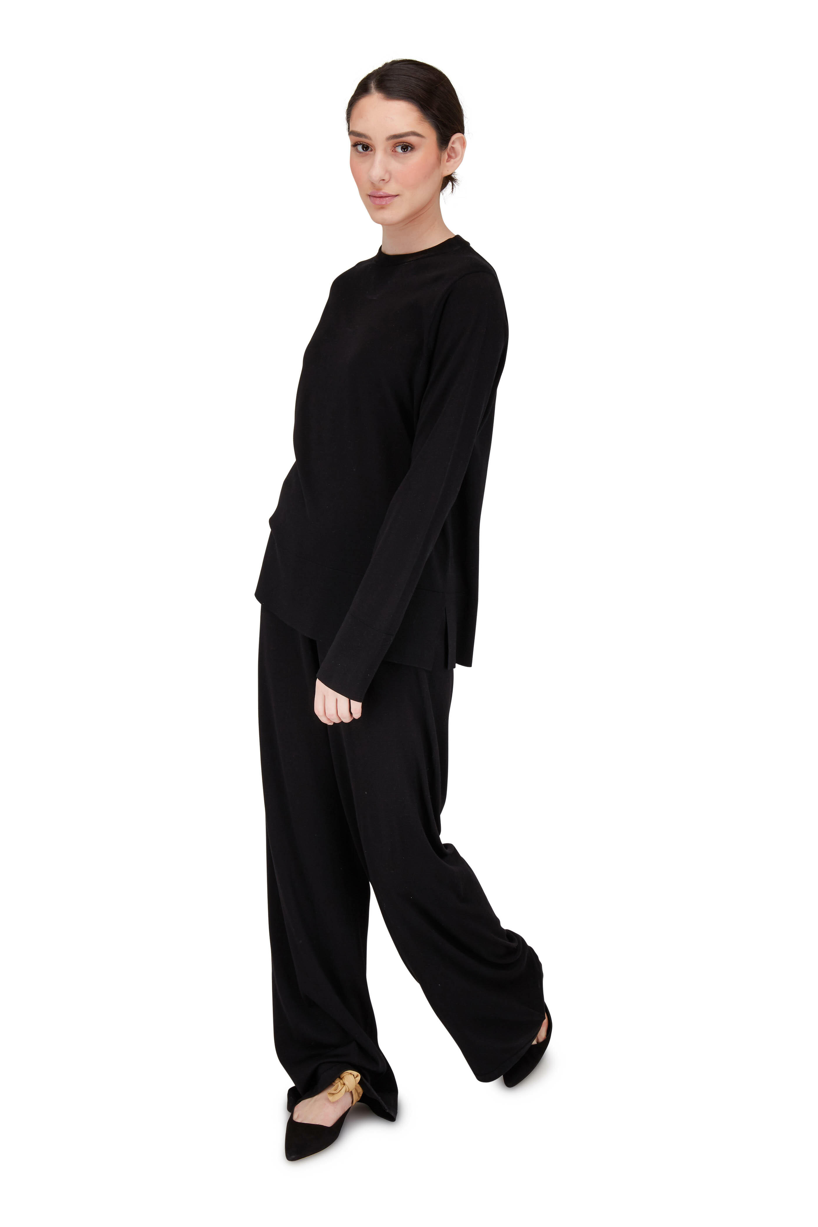 The Row - Margo Black Superfine Silk Crewneck Sweater