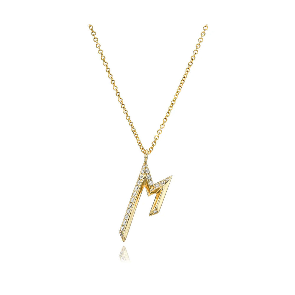 Dru - Diamond M Charm Necklace | Mitchell Stores