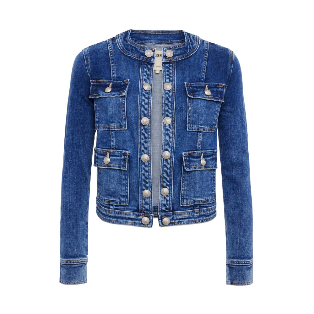 L'Agence - Collarless Yari Denim Jacket in Rhodes