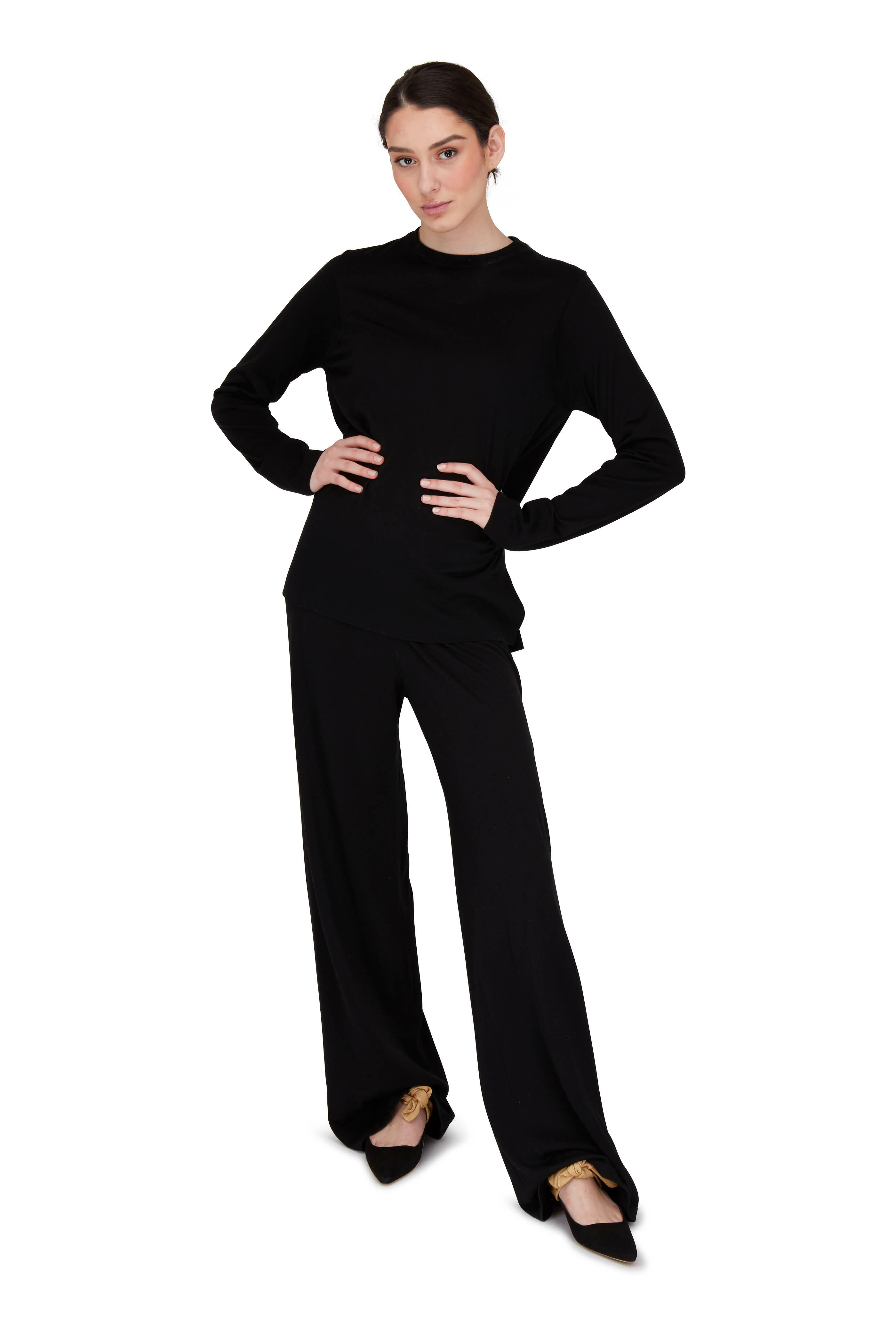 The Row - Margo Black Superfine Silk Crewneck Sweater