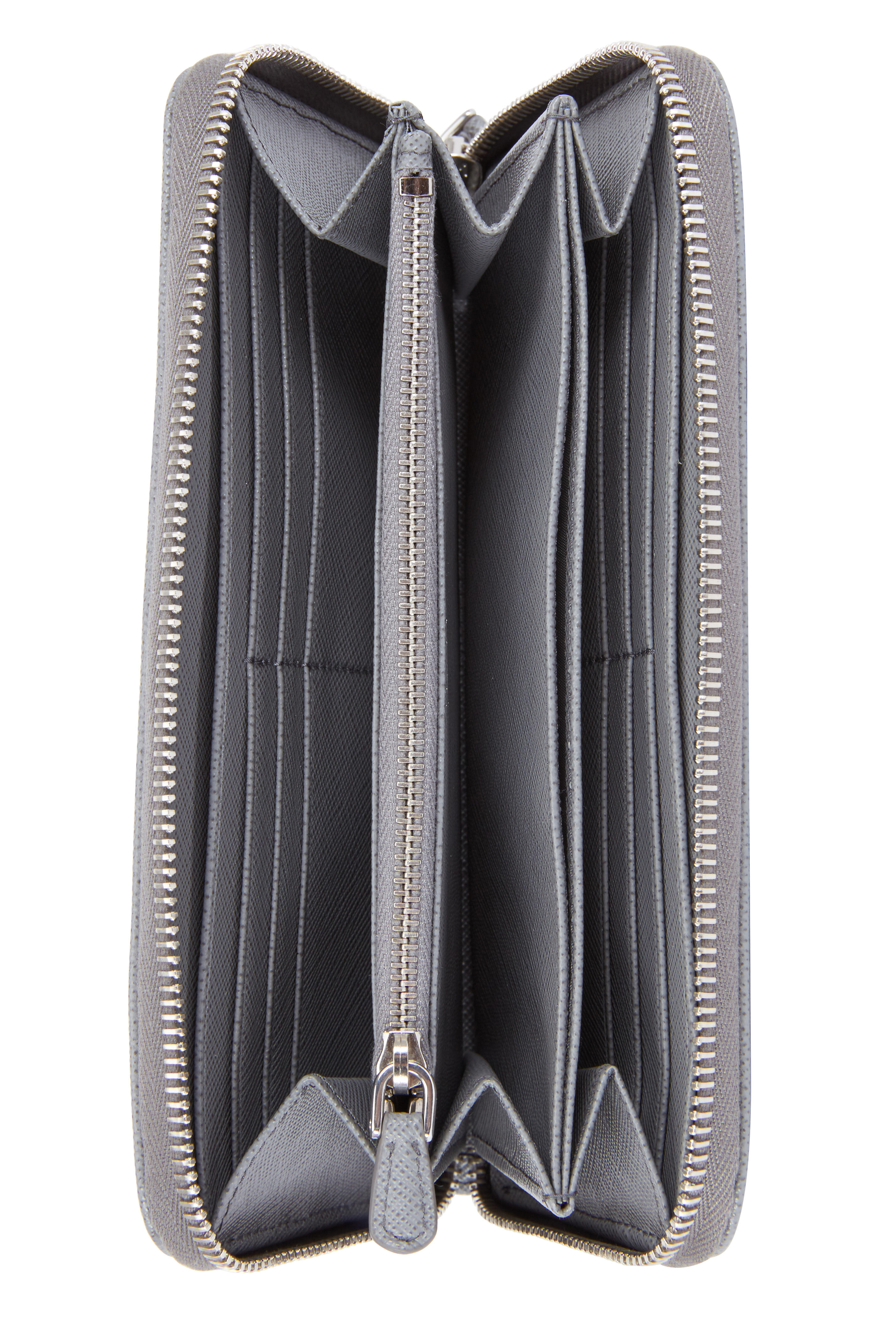Prada - Gray Saffiano Leather Zip-Around Wallet | Mitchell Stores