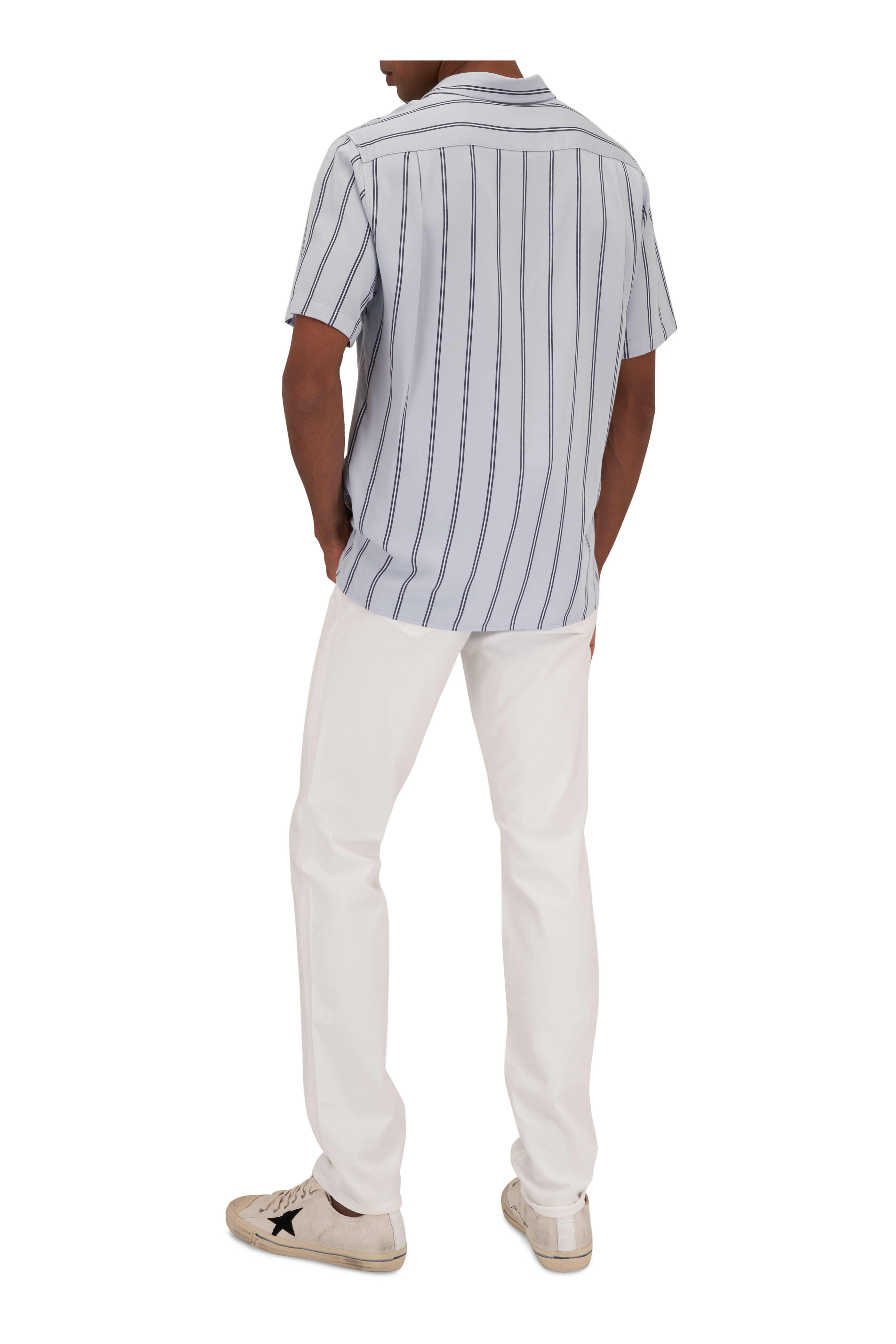 Vince - White Sky Pacifica Stripe Short-Sleeve Shirt