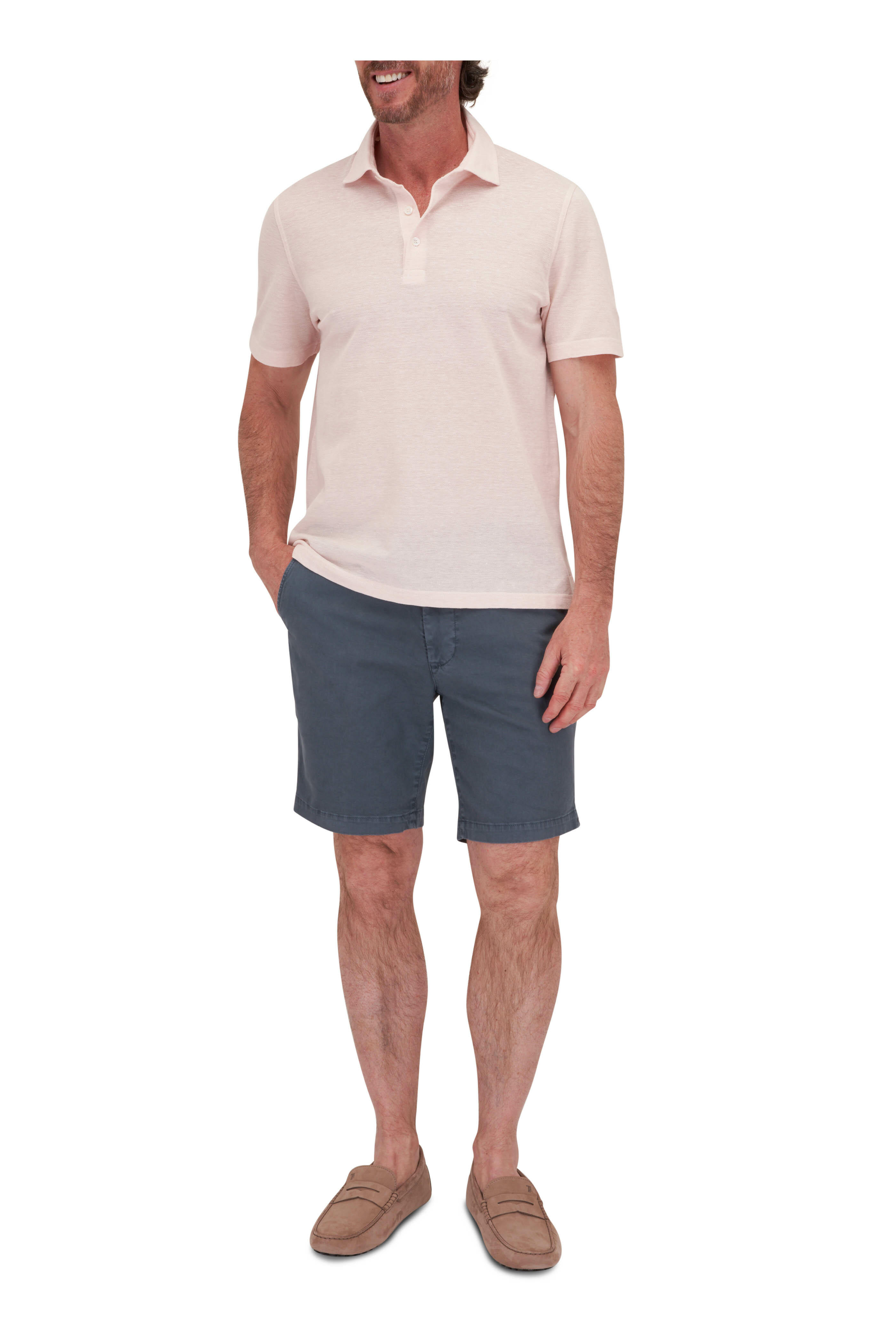 Fedeli - Light Pink Linen & Cotton Piqué Polo | Mitchell Stores
