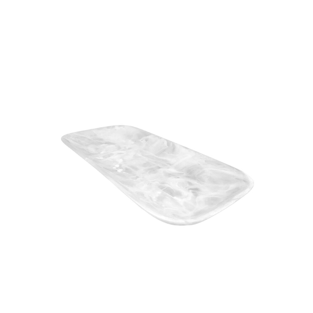 Nashi Home - Classic Rectangle Platter in White Swirl