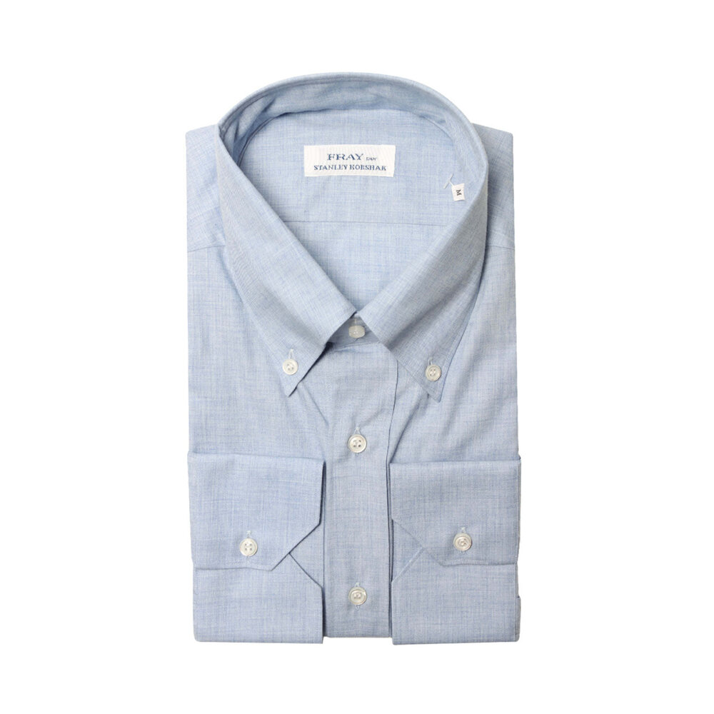 Fray - Blue Cotton Melange Sportshirt | Mitchell Stores