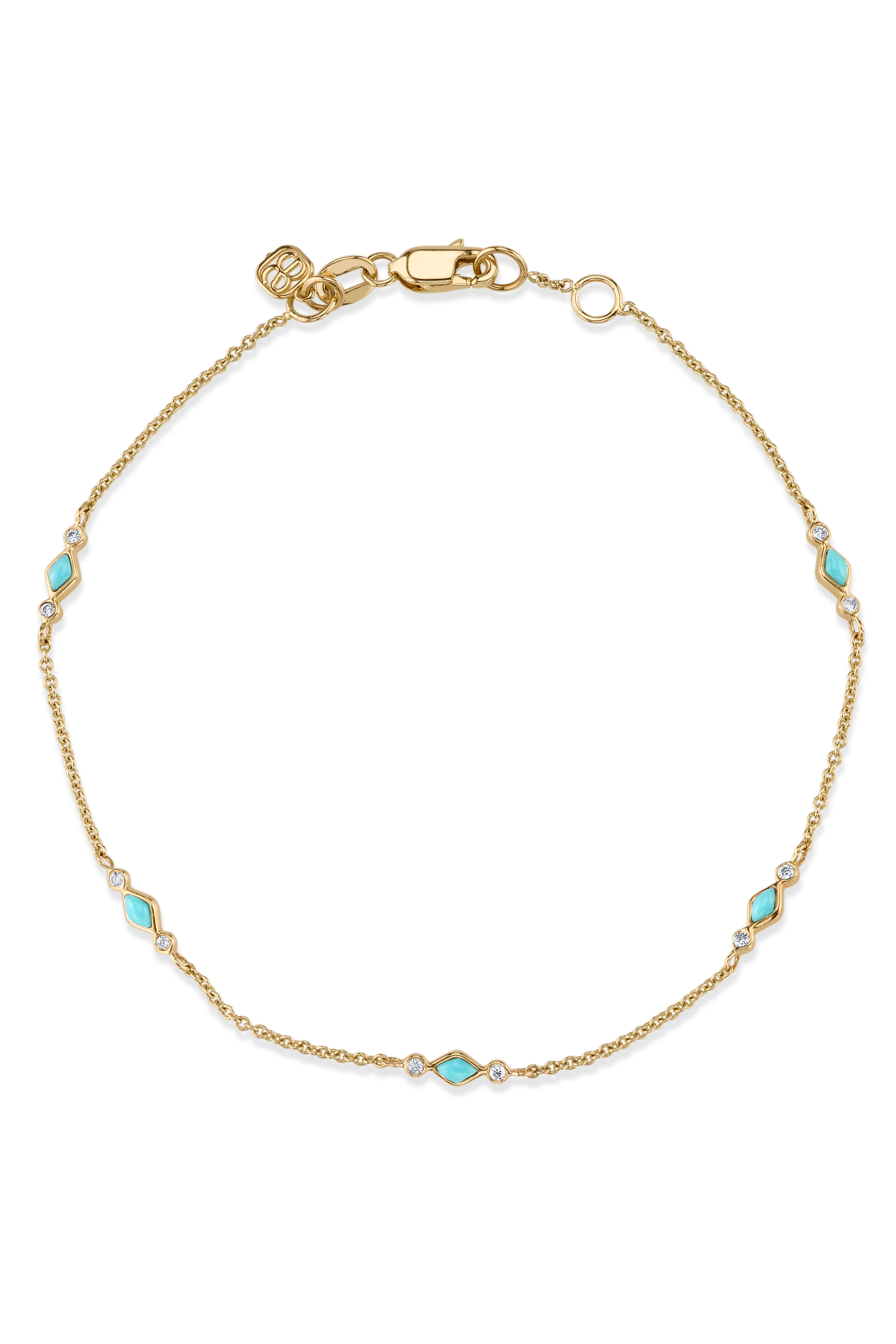 Sydney Evan - Turquoise & Diamond Bezel Segment Bracelet