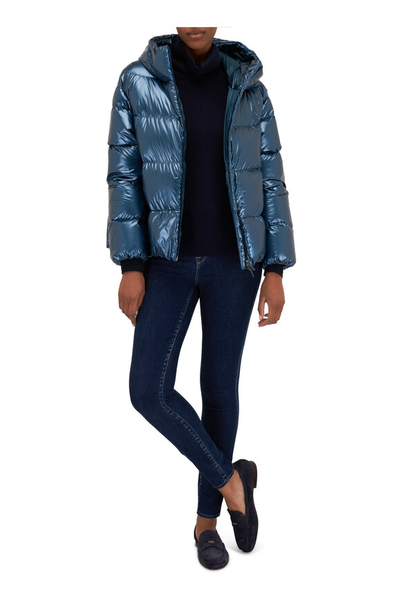 Herno - Laminar Indian Blue Ice Cube Down Bomber Jacket