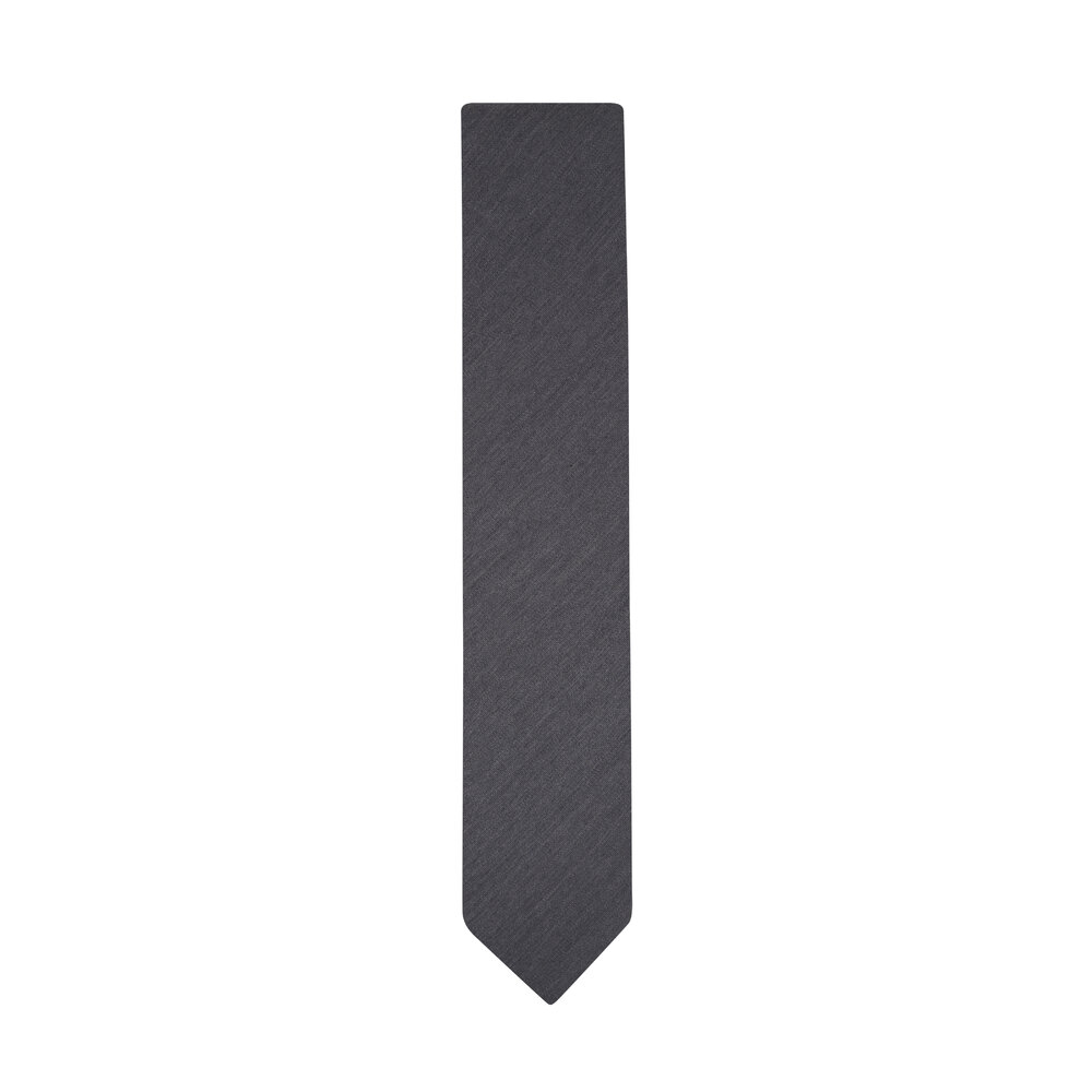 Eton - Solid Gray Wool & Cotton Necktie | Mitchell Stores