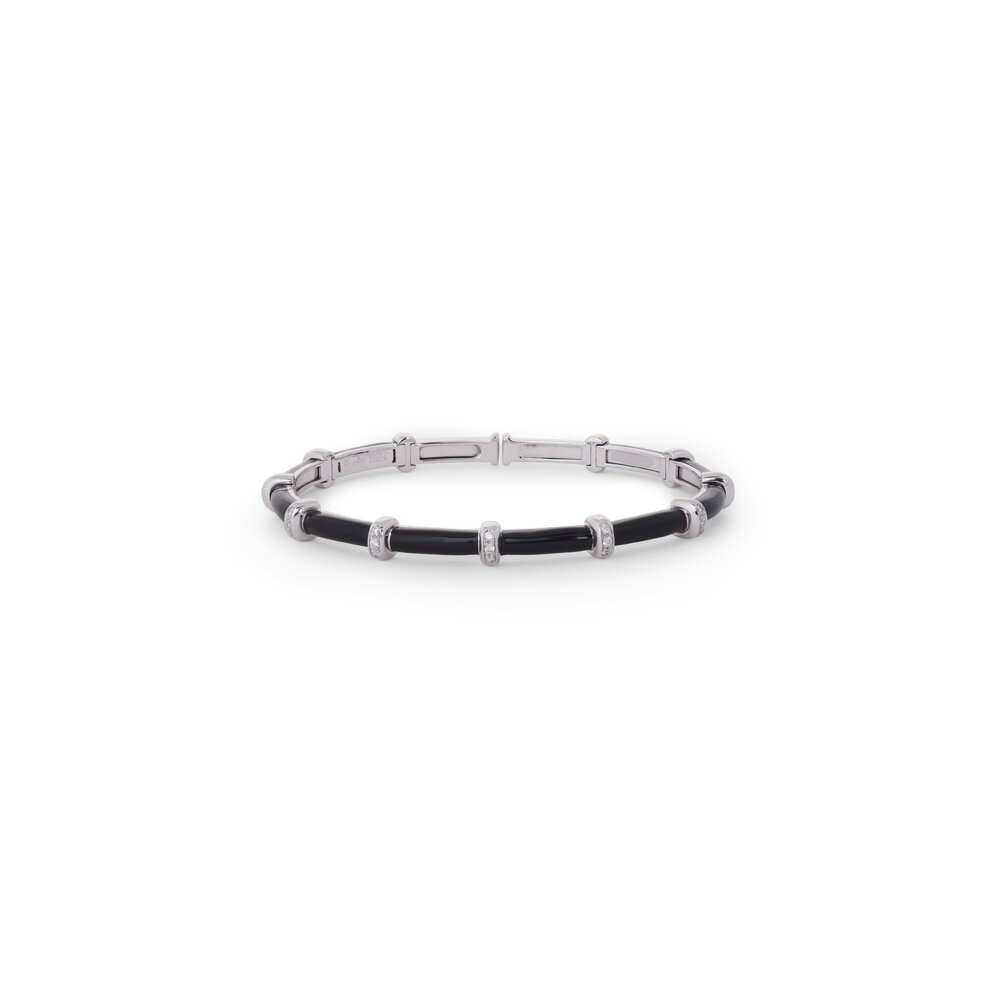 Sidney Garber - 18k White Gold Black Enamel Diamond Carly Bracelet