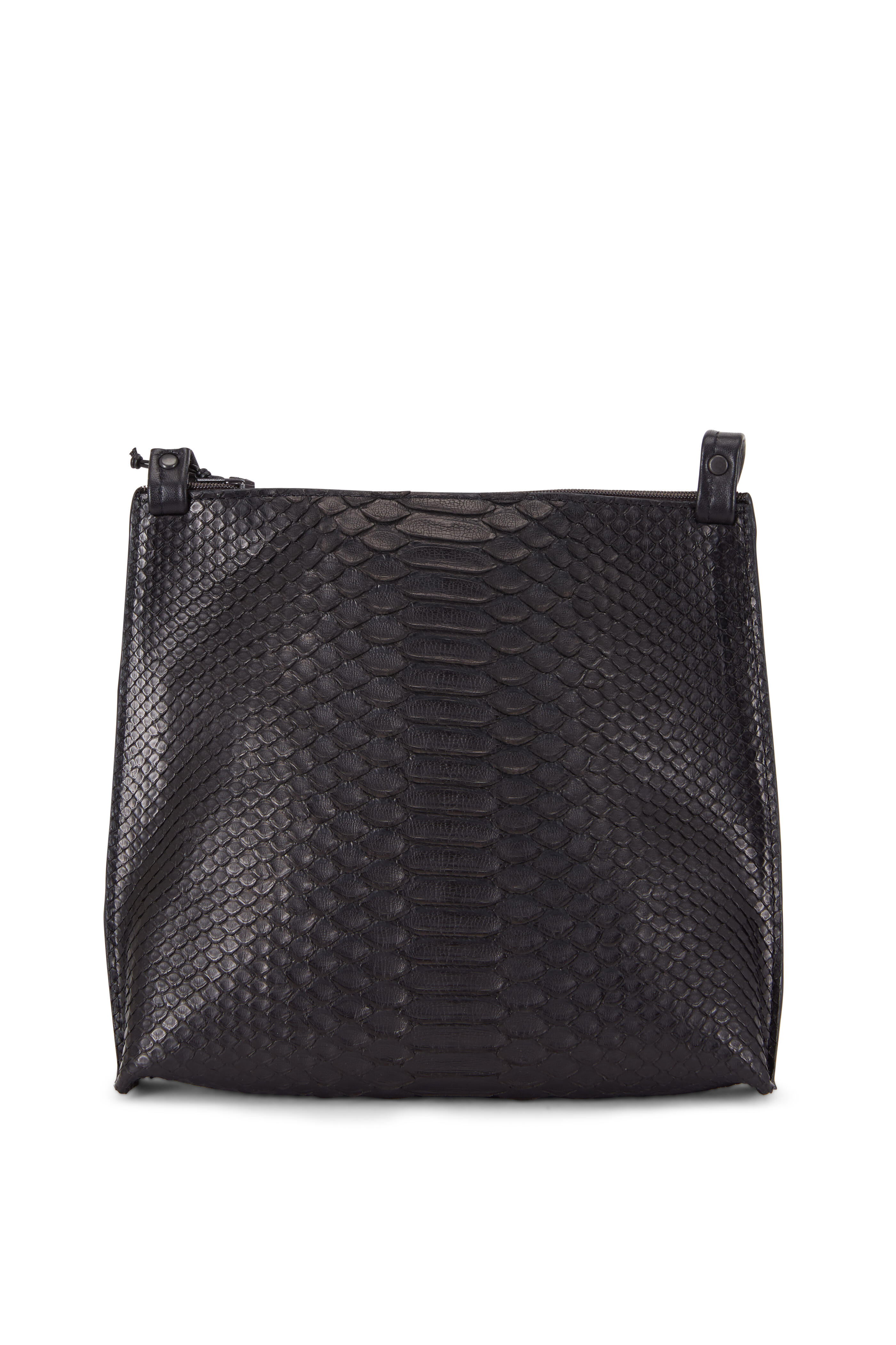 B May Bags - Strappy Black Python Pouch Crossbody