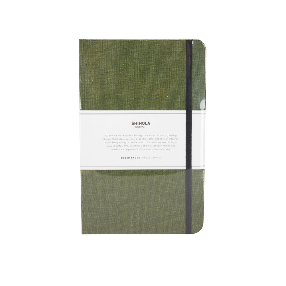 Shinola - Medium Hard Olive Linen Journal | Mitchell Stores