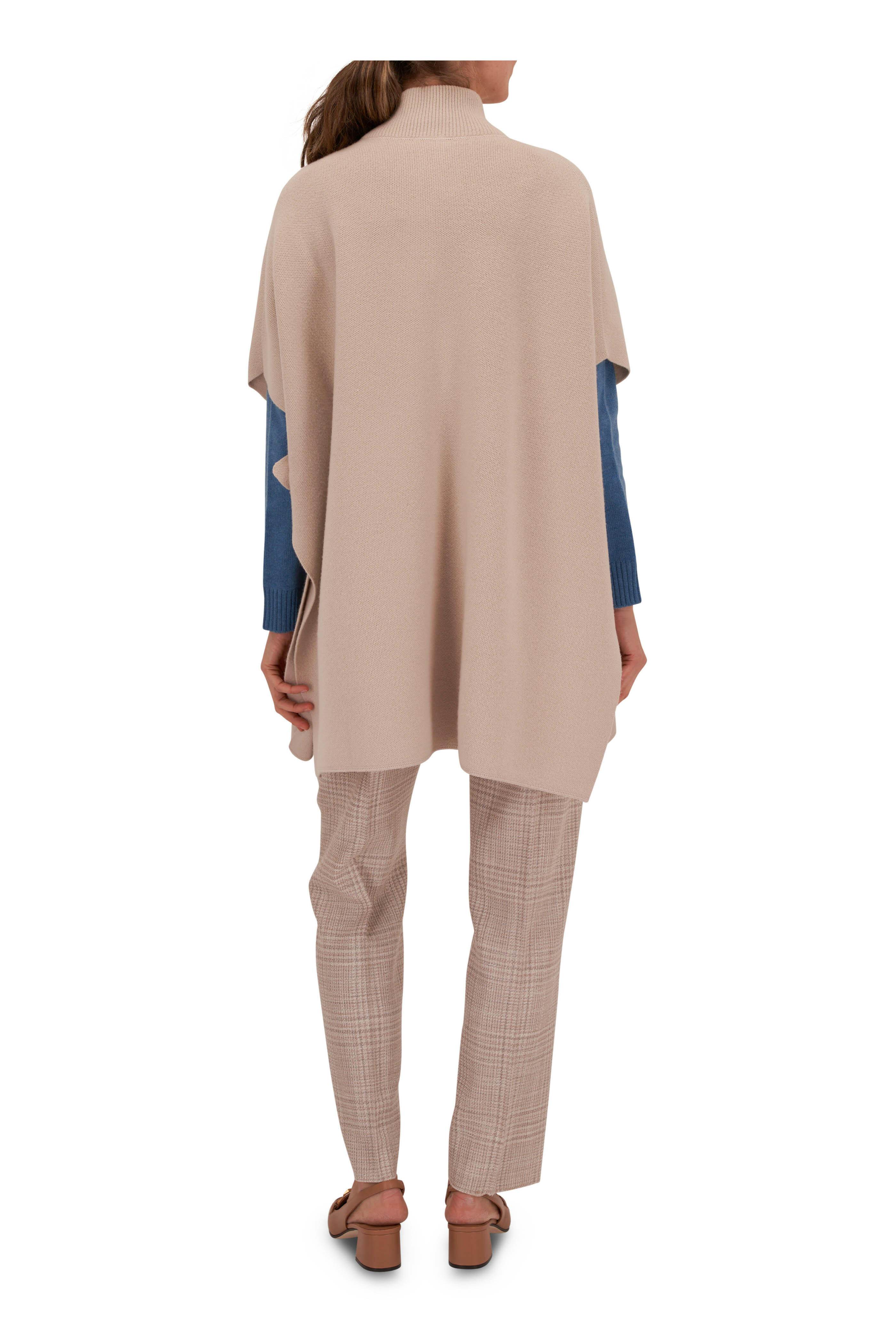 Akris - Beige Cashmere Knit Cape | Mitchell Stores