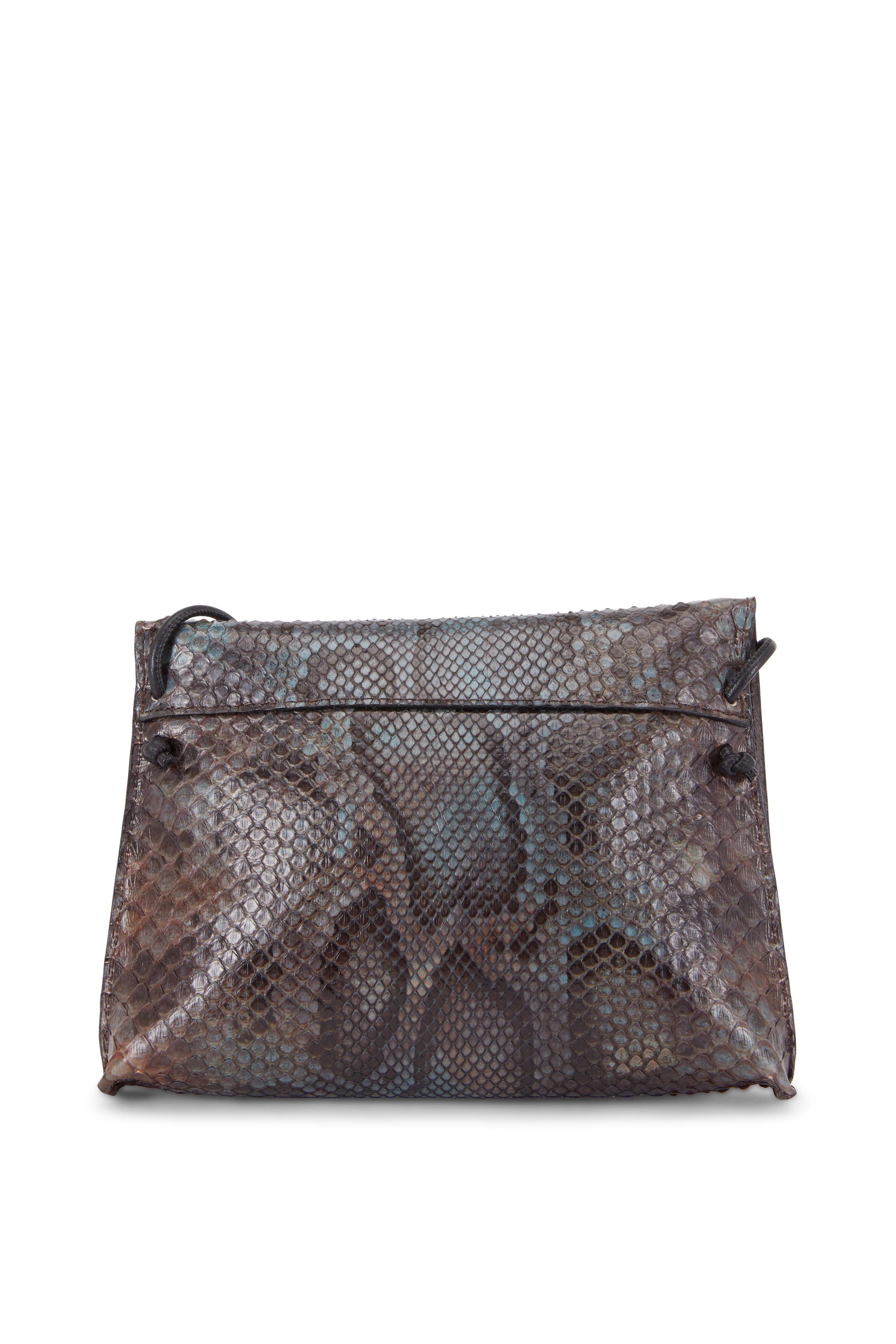 B May Bags - Dapple Gray Python Foldover Crossbody