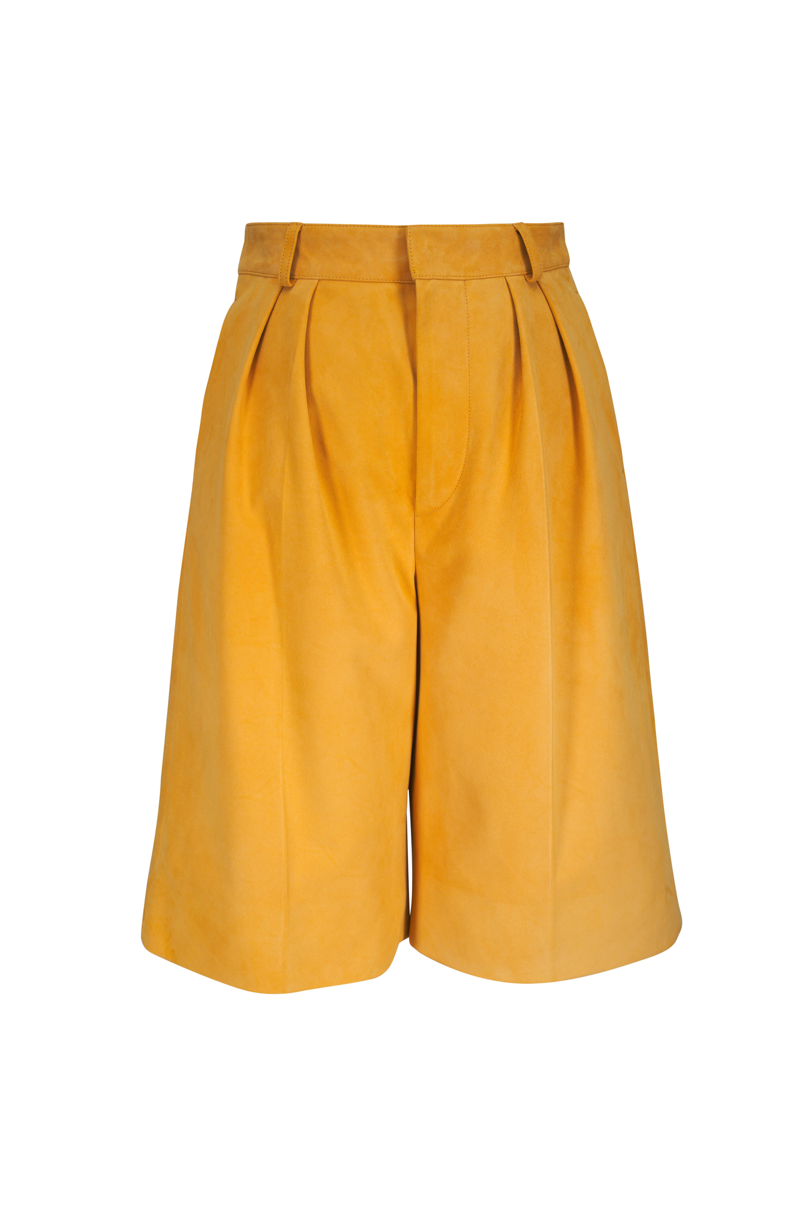 Loro Piana - Nicolas Saffron Lowered Suede Bermuda Shorts