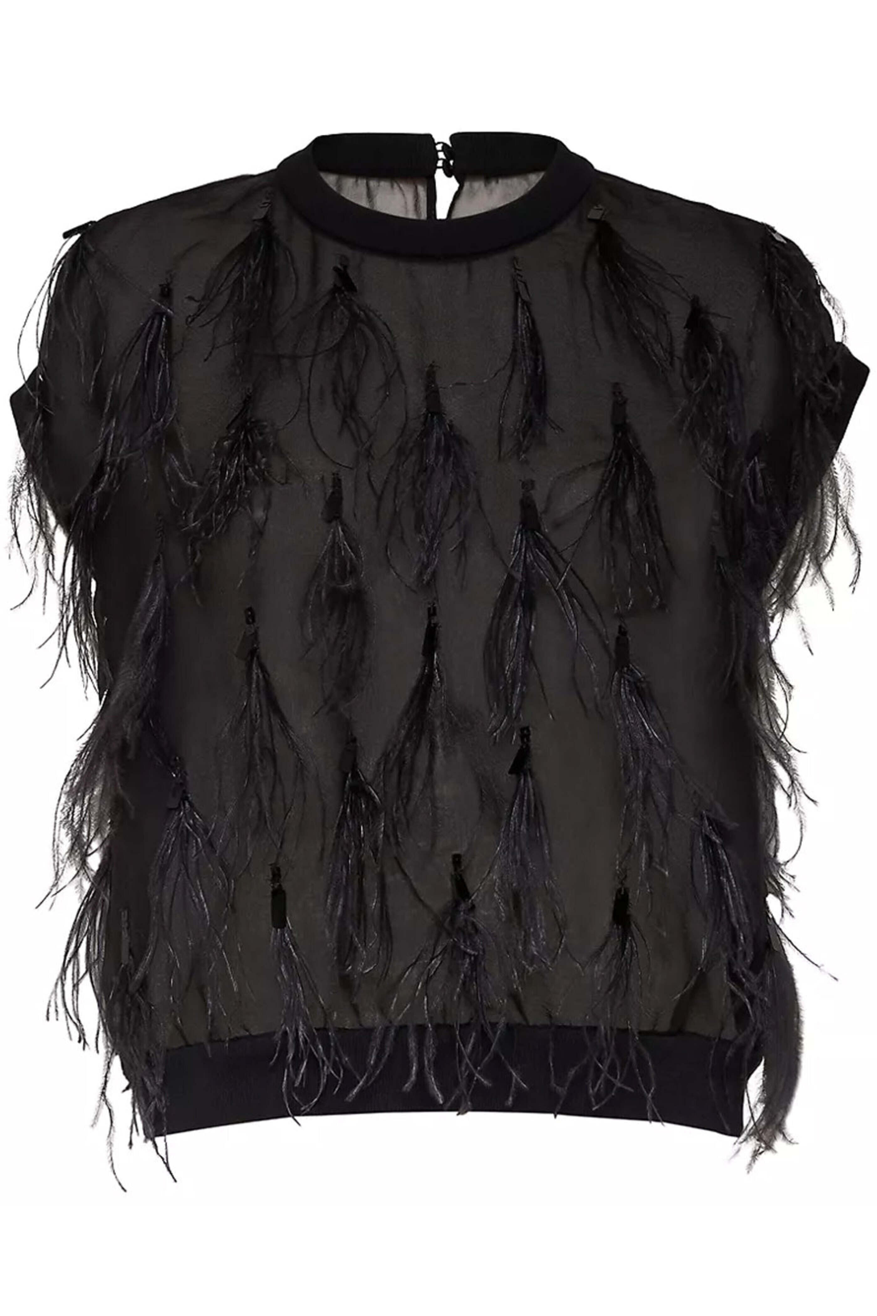 Brunello Cucinelli - Volcano Feather Embellished Chiffon Blouse