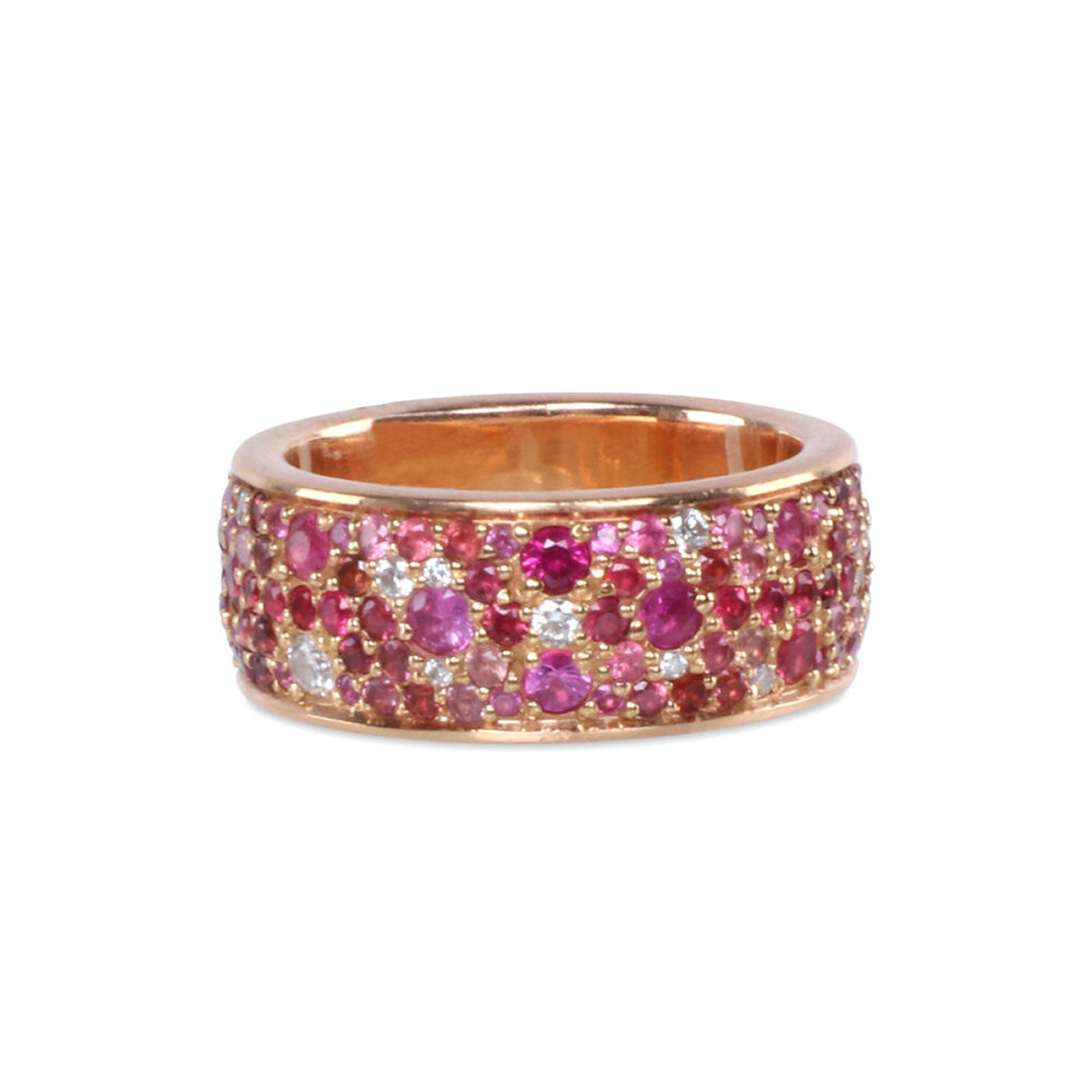 Jared Lehr - Pink Sapphire Five Row Eternity Band