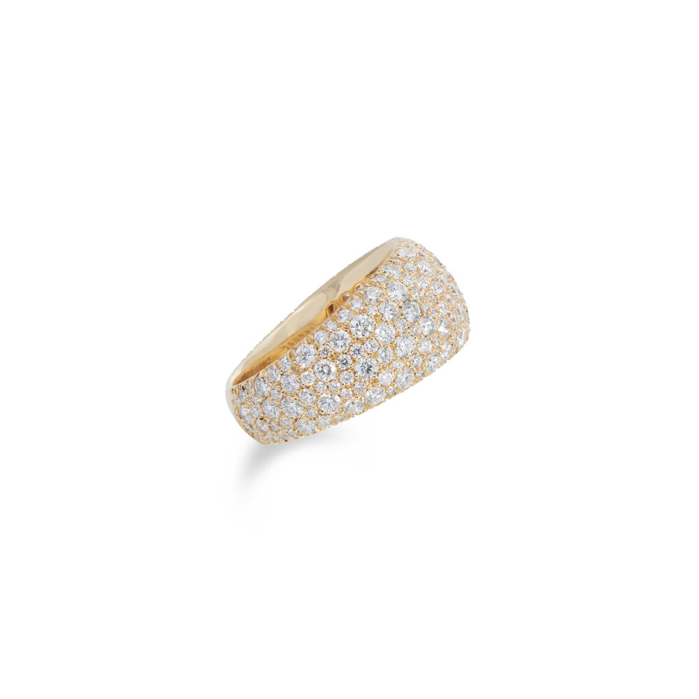 Sidney Garber - 18k Yellow Gold Soft Pave Diamond Volume Ring