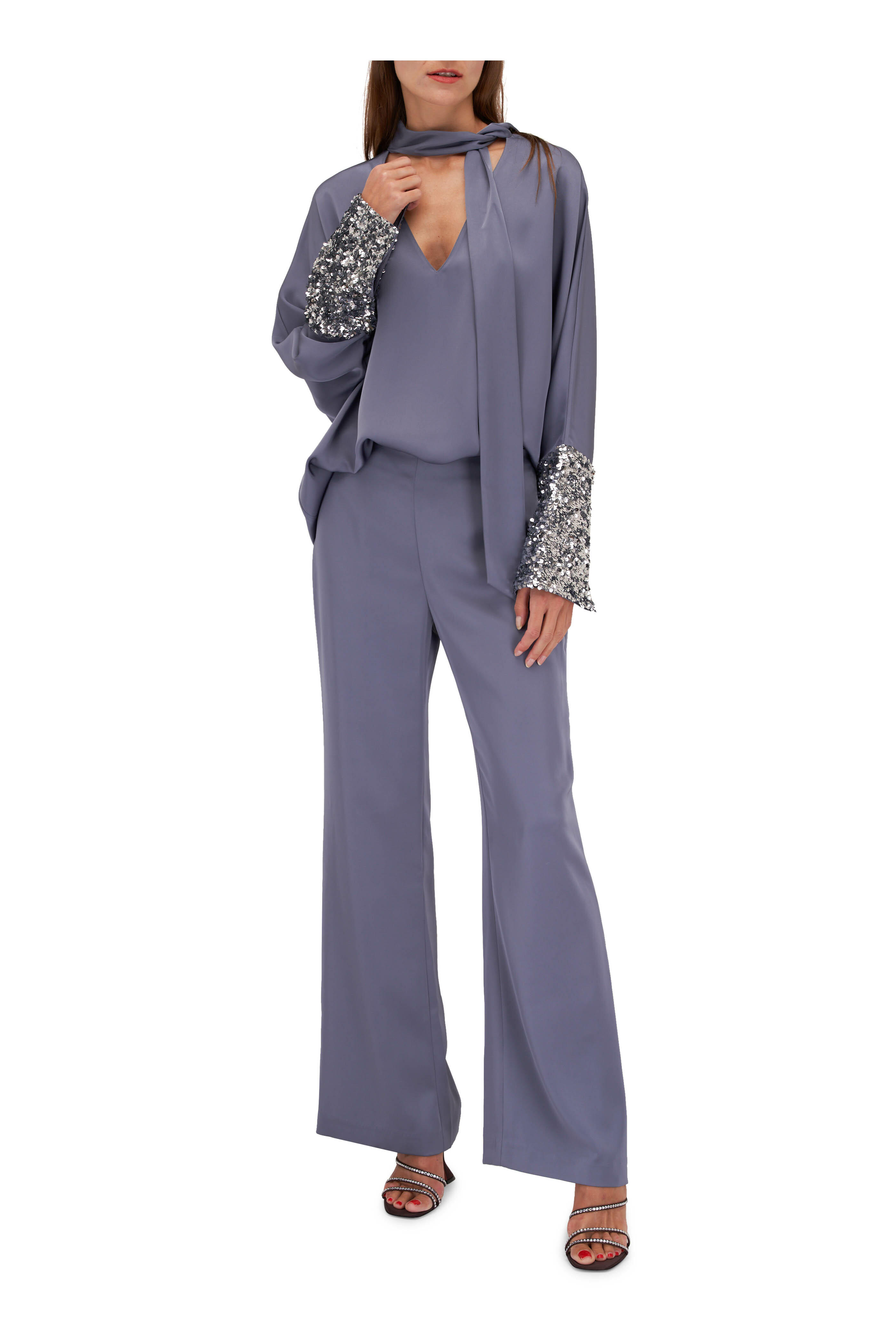 Sachin + Babi - Bri Cool Gray Double-Faced Stretch Mikado Pant