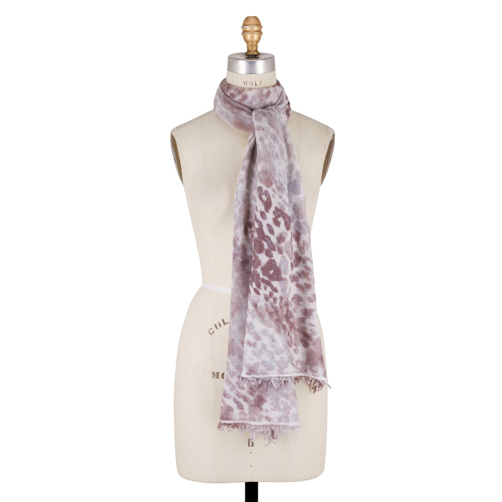Kinross - Suede Multi Cashmere Leopard Scarf | Mitchell Stores
