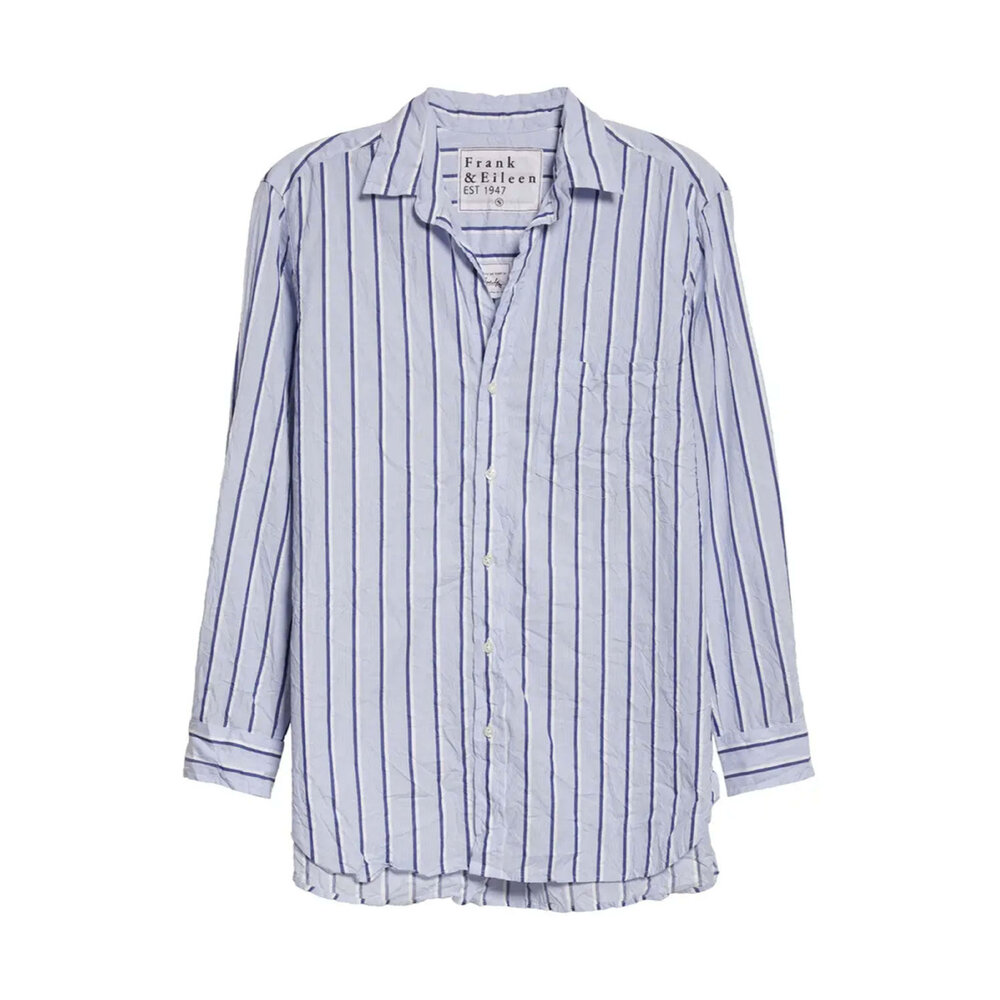 Frank & Eileen - Blue Stripe Crinkle Joedy Button Up Shirt