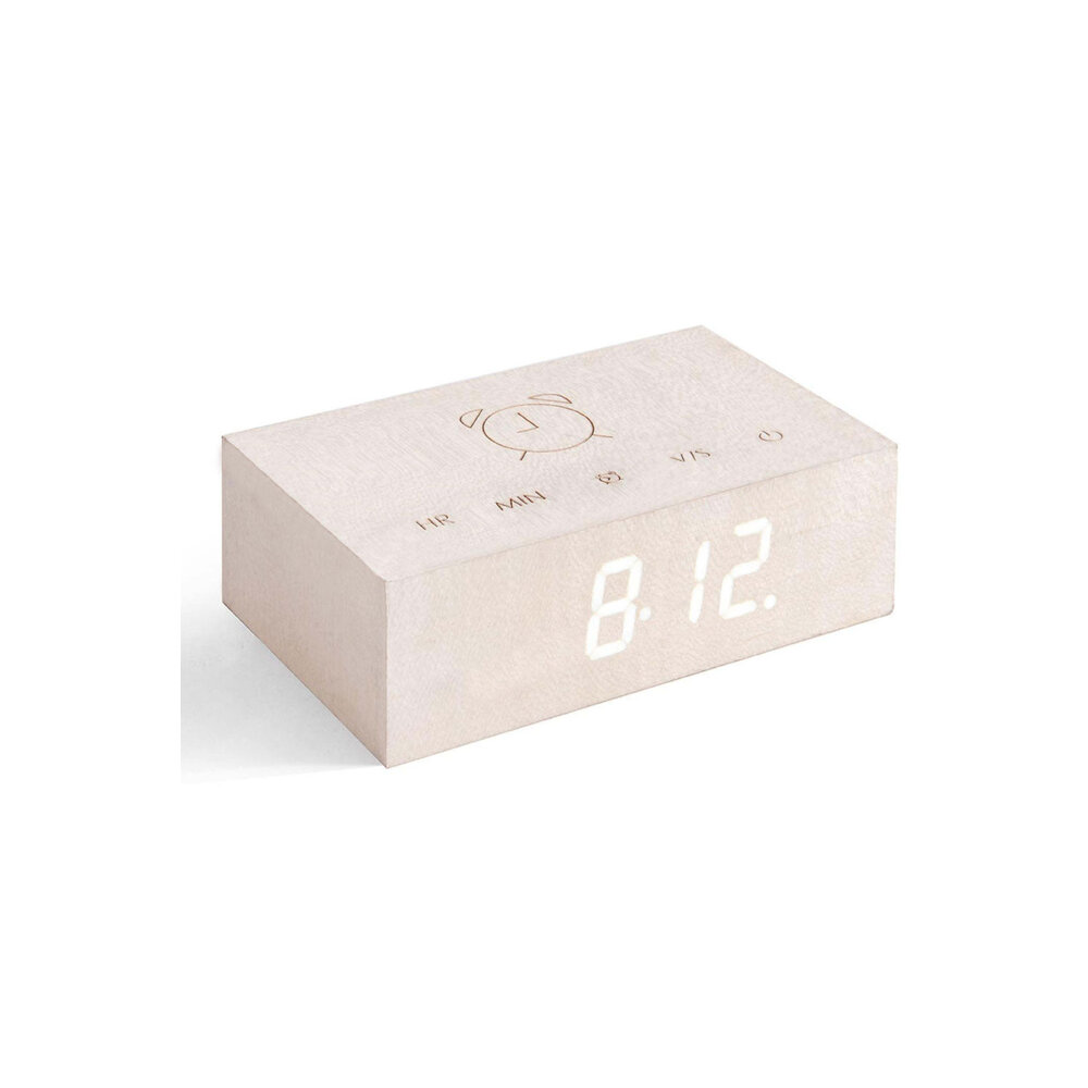 Gingko Design - Flip Click LED Alarm Clock in White Maple
