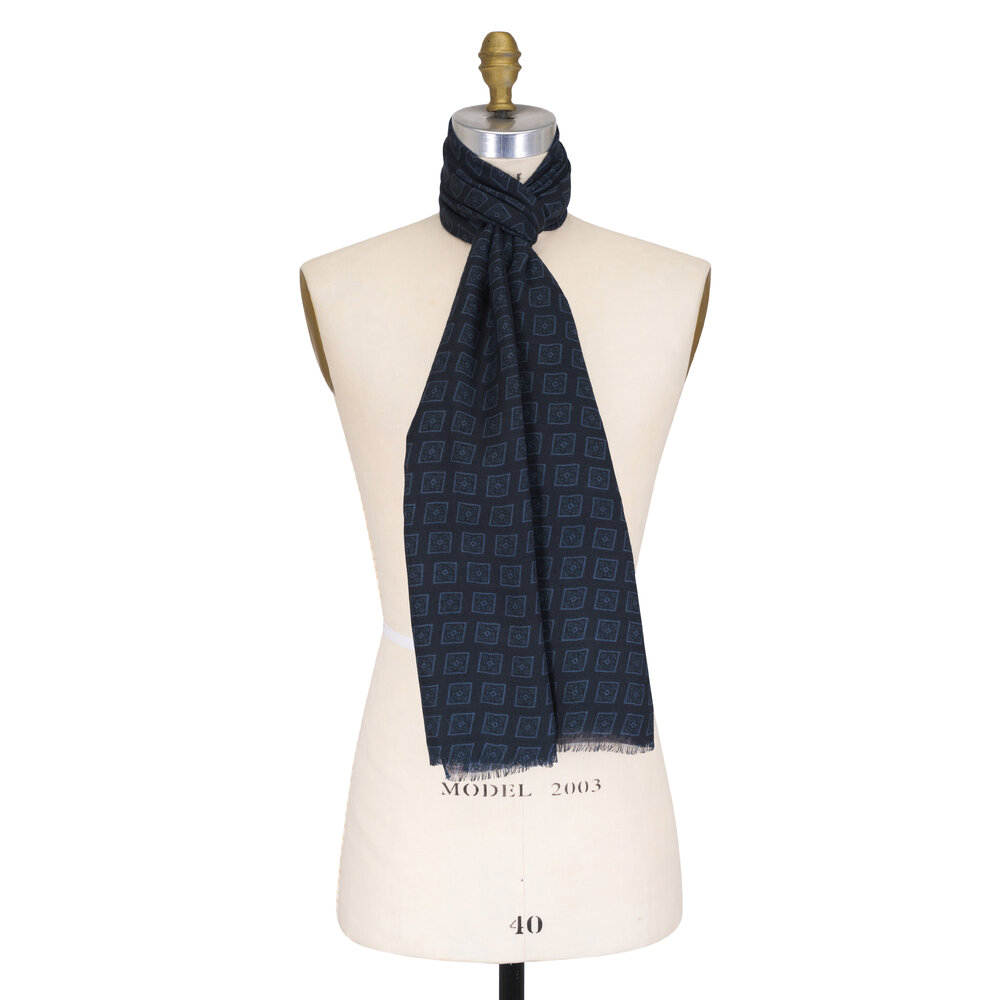 Chelsey Imports - Charcoal & Light Gray Print Wool Scarf