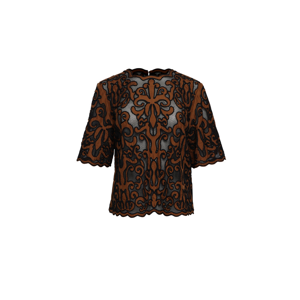Ulla Johnson - Tasia Saffron Applique Top | Mitchell Stores