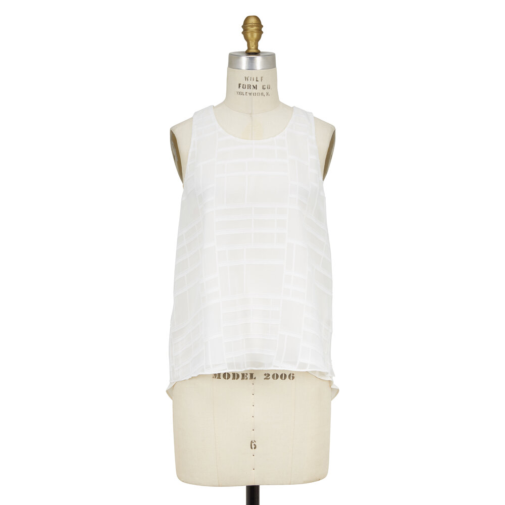 Simkhai - Ivory Geometric High-Low Sleeveless Top