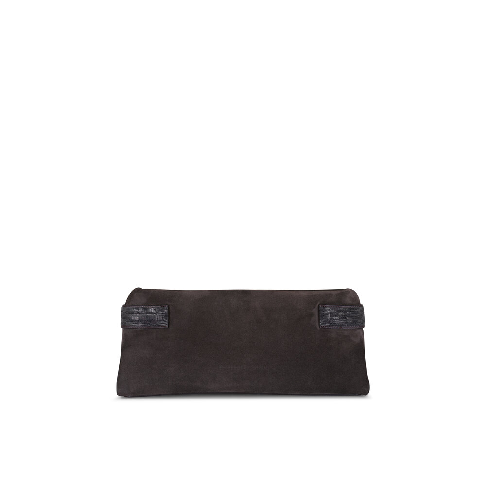 Brunello Cucinelli - Brown Suede Essence Clutch | Mitchell Stores
