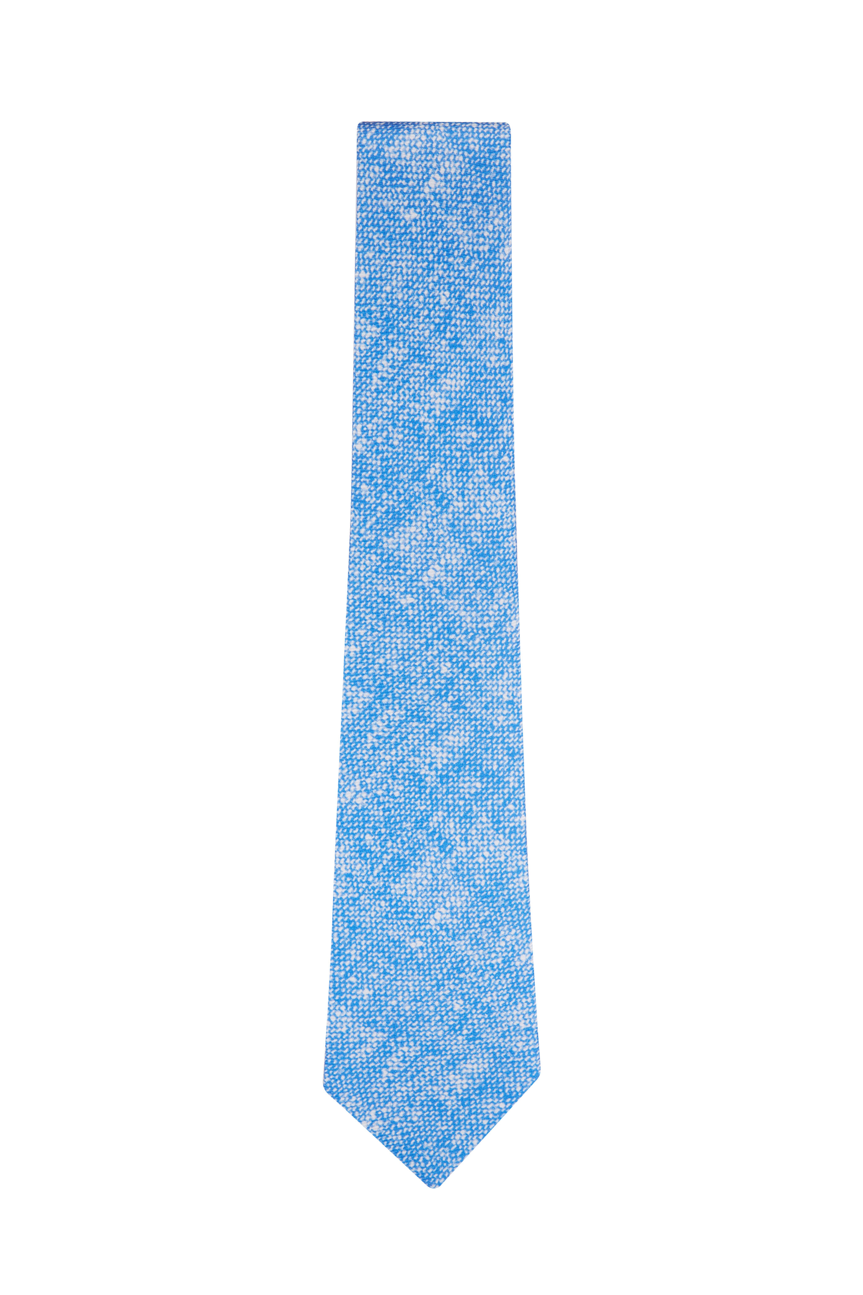 Kiton - Light Blue & White Textured Necktie | Mitchell Stores