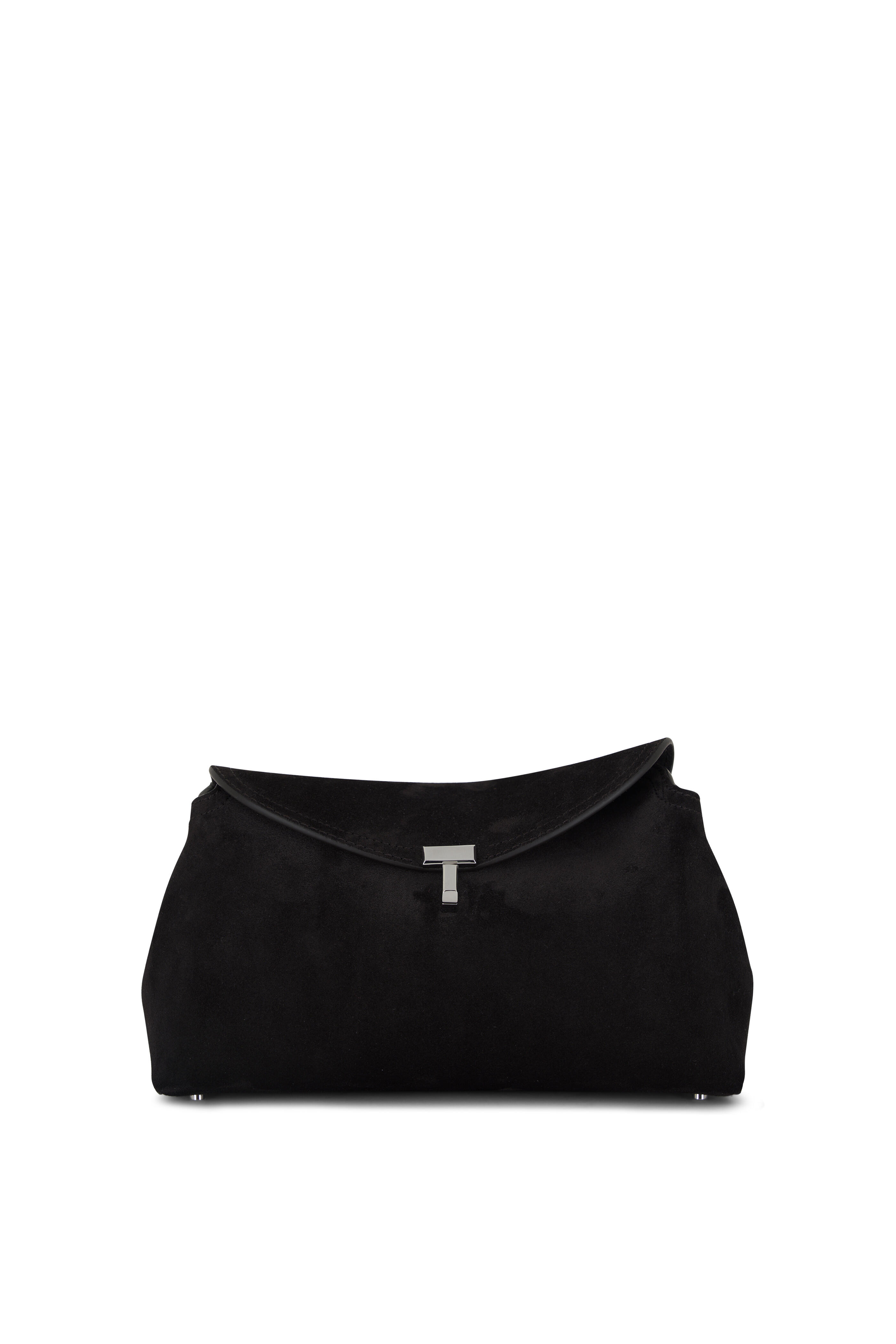Totême - T-Lock Black Suede Clutch | Mitchell Stores