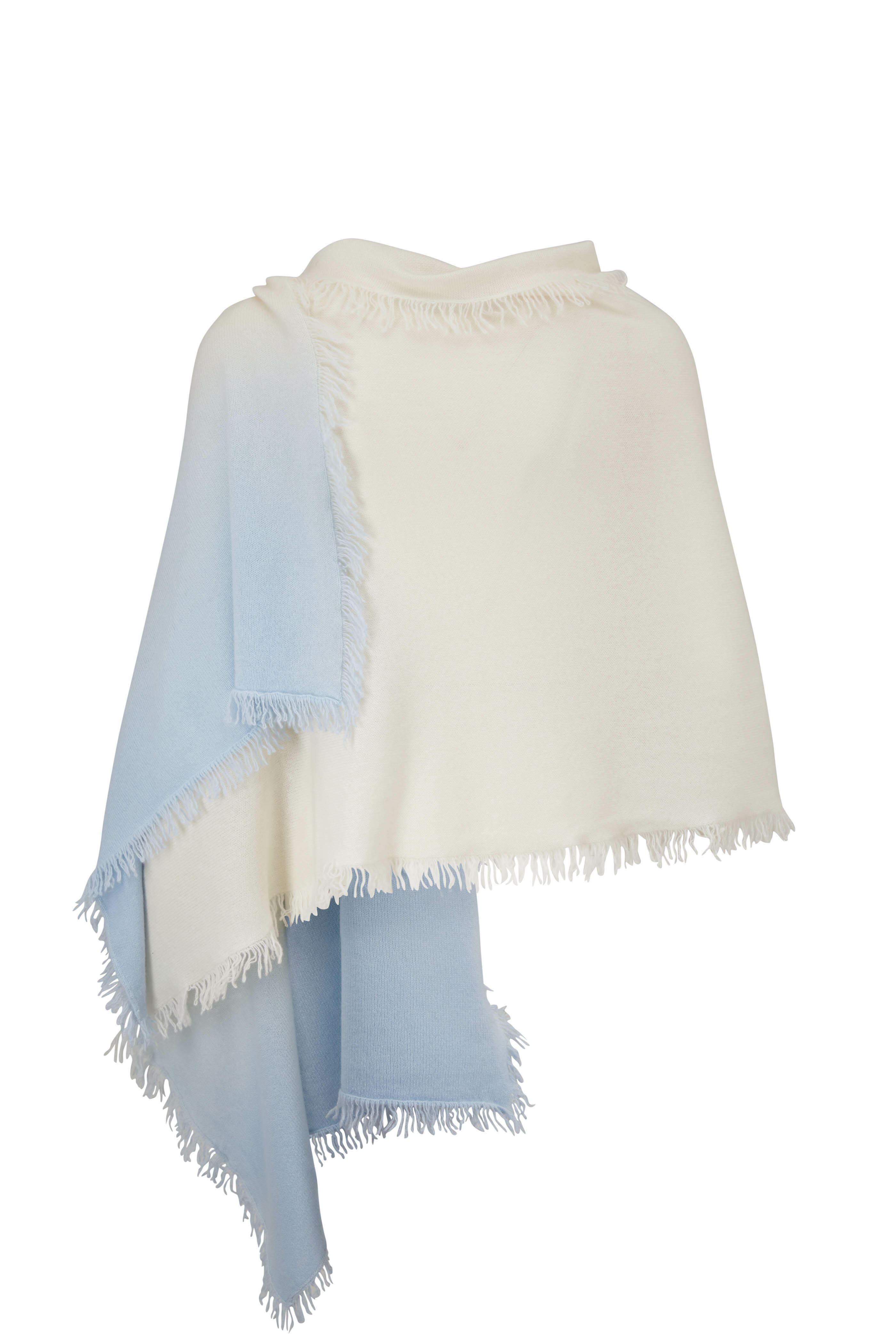 Kinross - Sky Multi Cashmere Ombre Fringe Travel Wrap