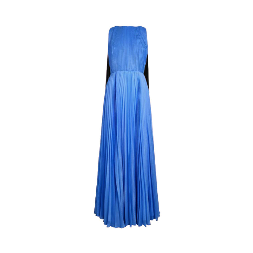 E.stott - Azure and Black Pleated Octavia Gown | Mitchell Stores