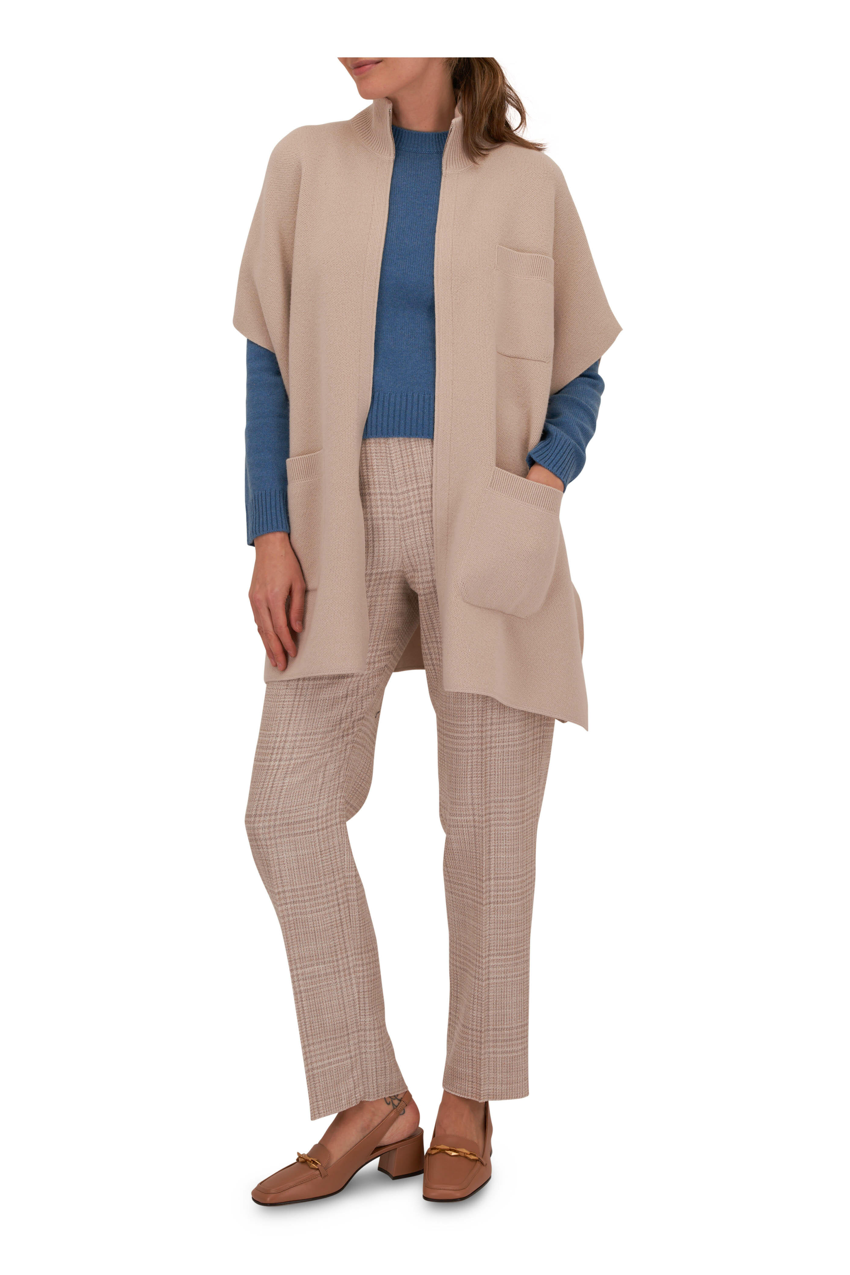 Akris - Beige Cashmere Knit Cape | Mitchell Stores