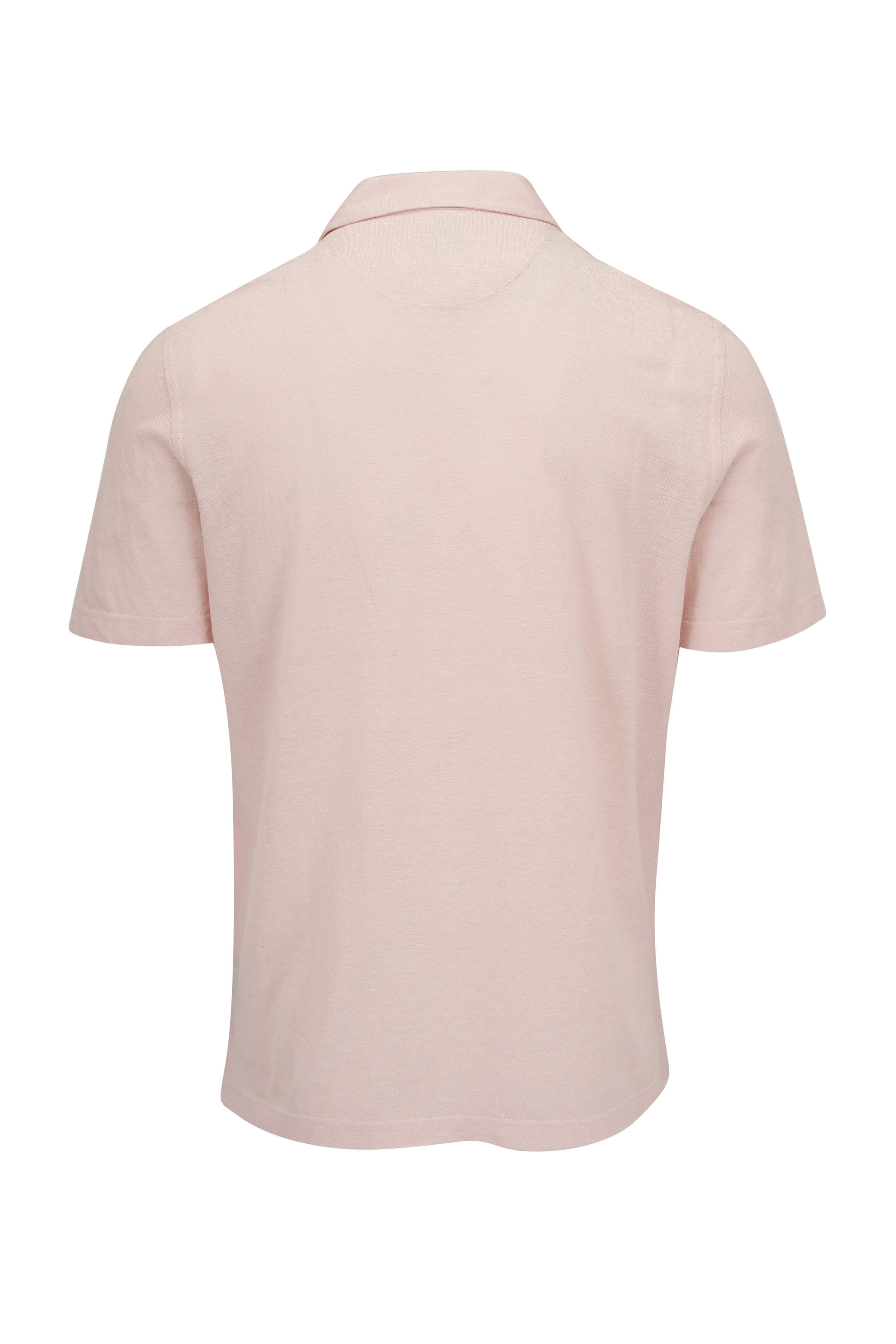 Fedeli - Light Pink Linen & Cotton Piqué Polo | Mitchell Stores