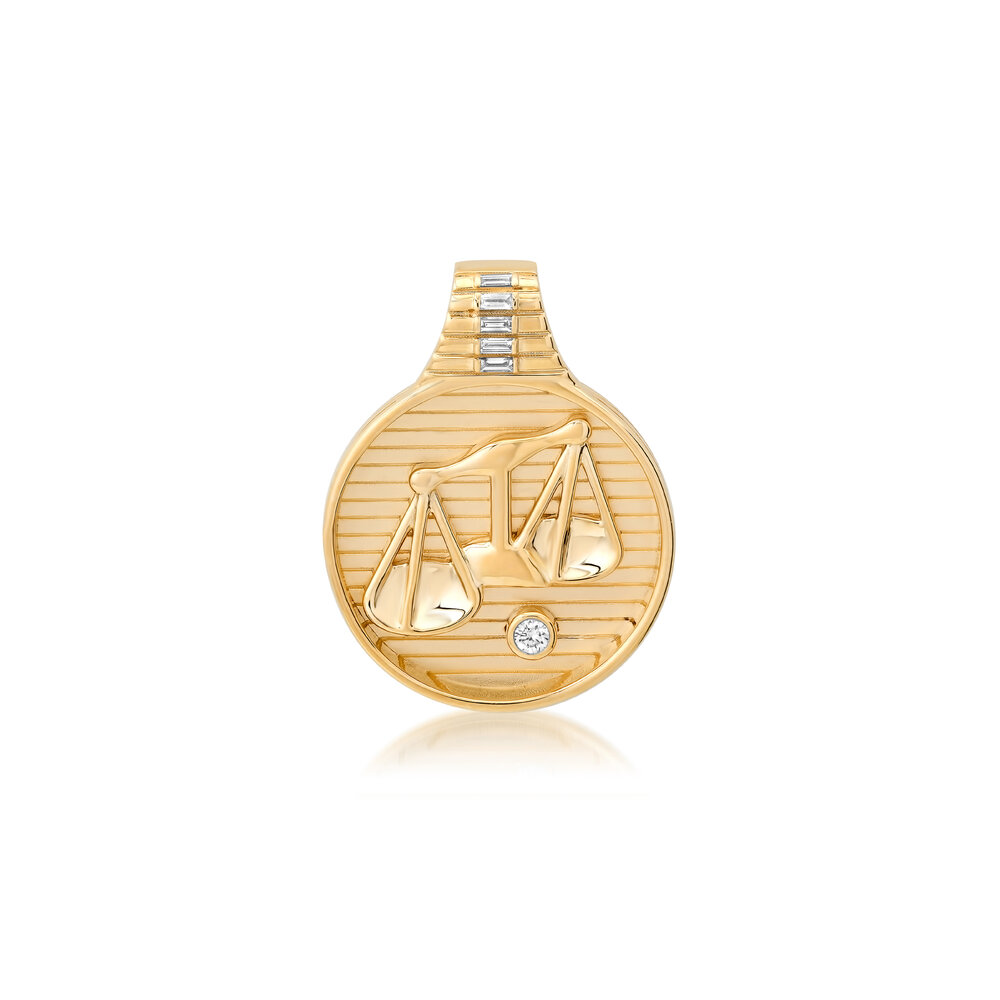 Helena Rose - 14k Yellow Gold Libra Zodiac Medallion